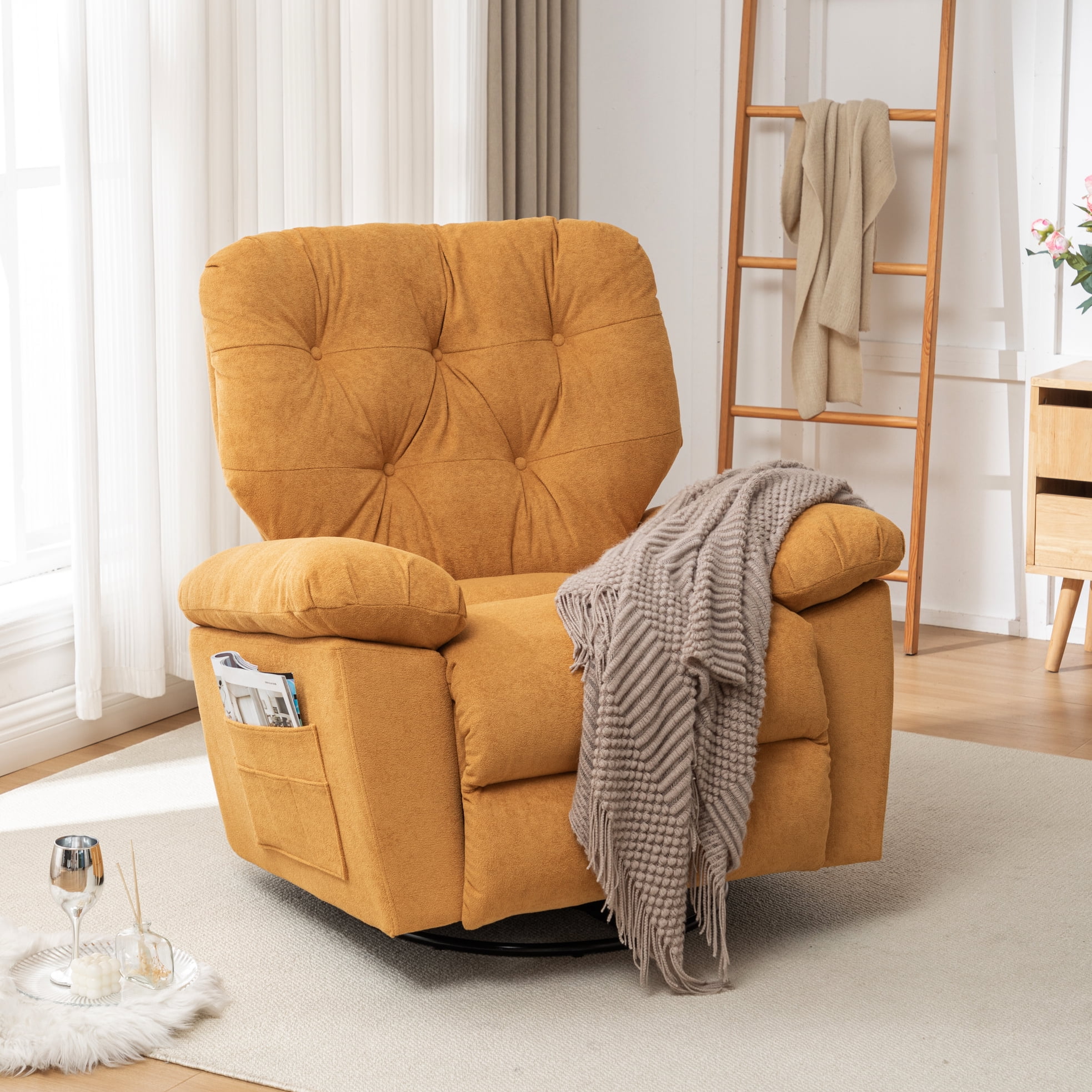 Yellow Recliner Chair For Bedroom Comfort, Breathable Material, High ...