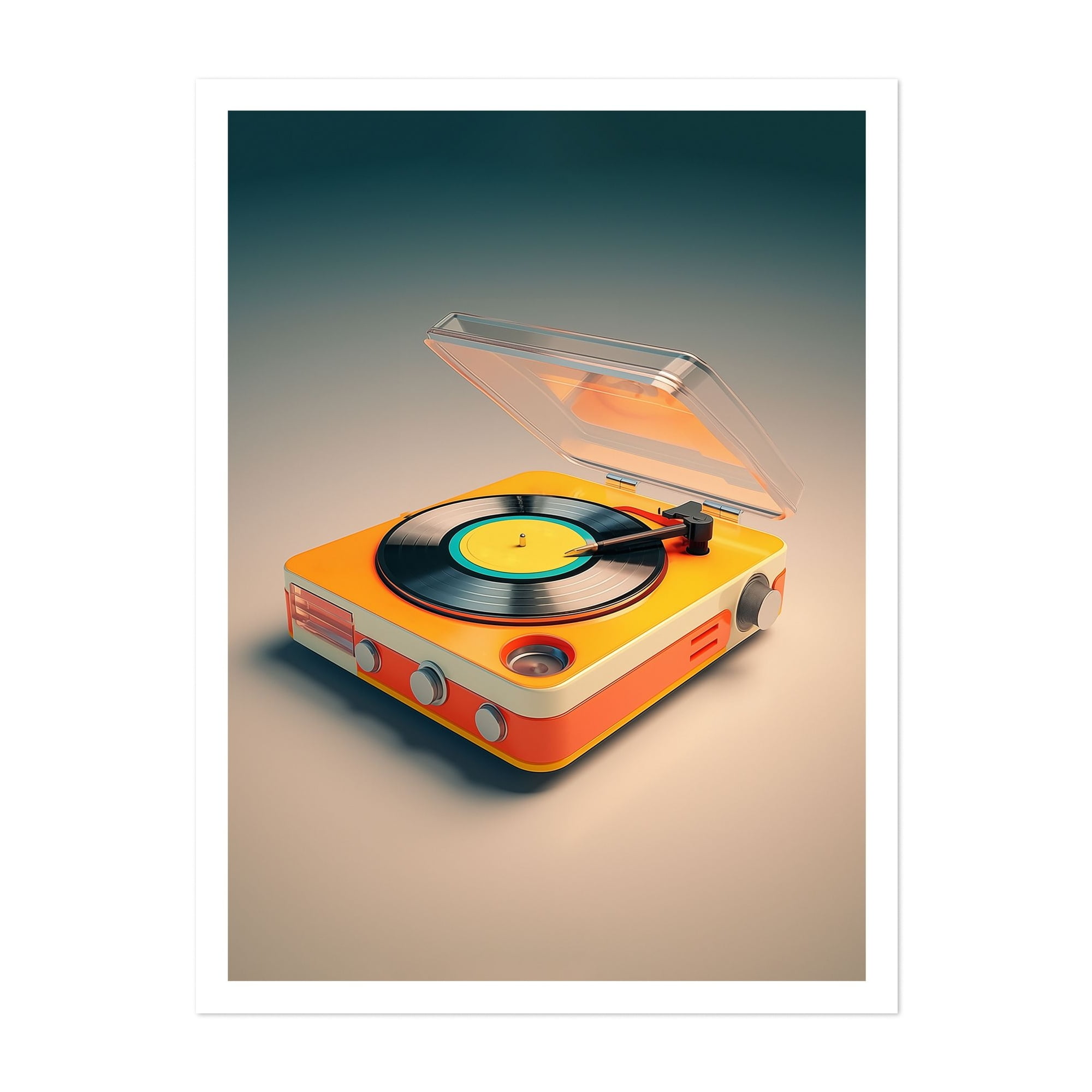Yellow Record Player - Photography Retro Vintage Mid-Century Modern ...