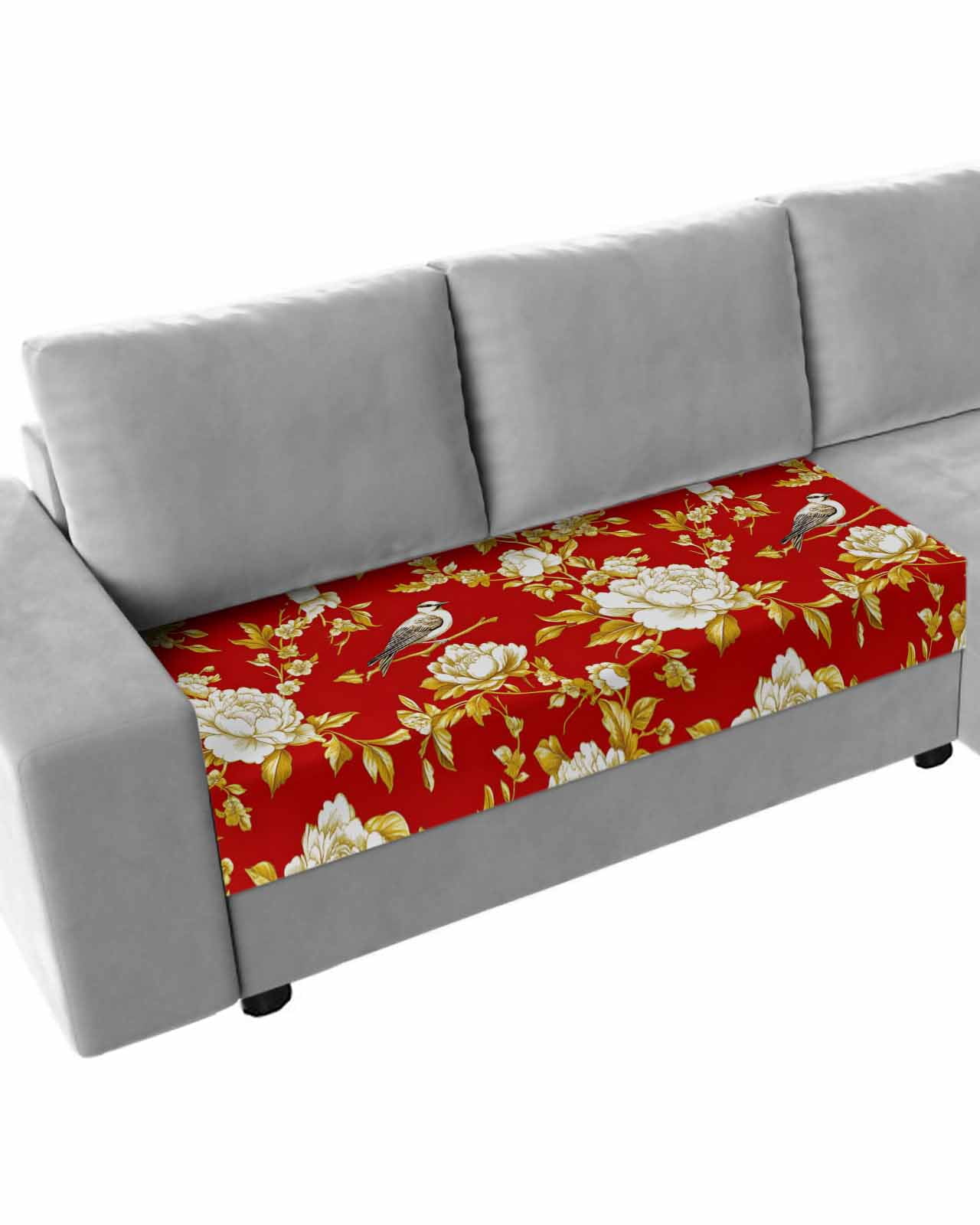 Yellow Red Flowers Sofa Couch Cushion Covers Washable, Removable ...