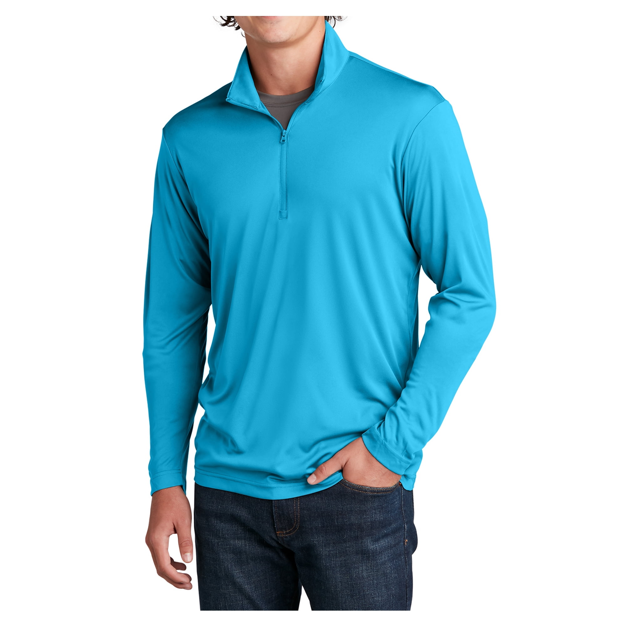 Yellow Rooster Men's Long Sleeve 1/4-Zip Male Pullover Atomic Blue L ...
