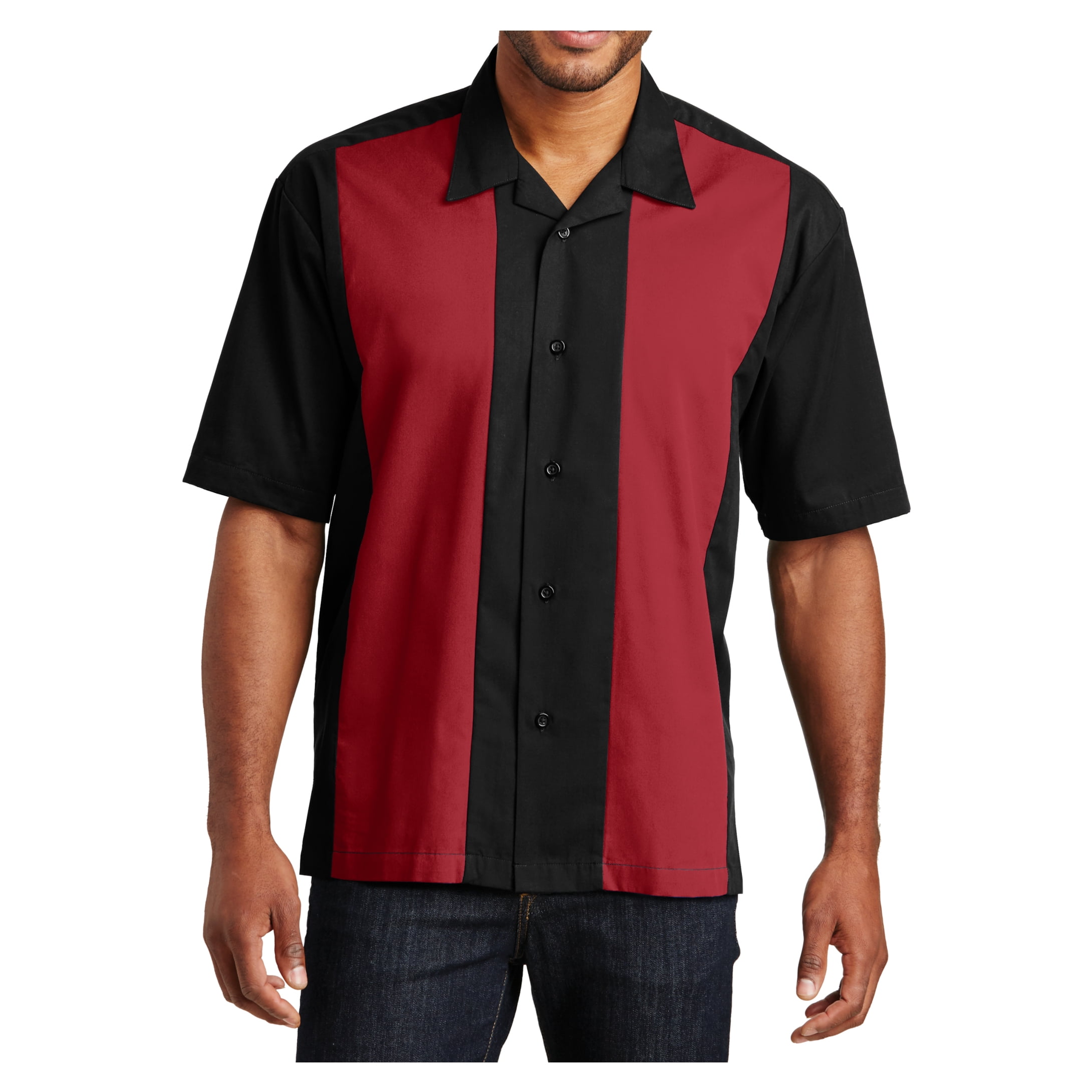 Yellow Rooster Men's Retro Camp shirt Cuban Style Bowling Shirt Black ...