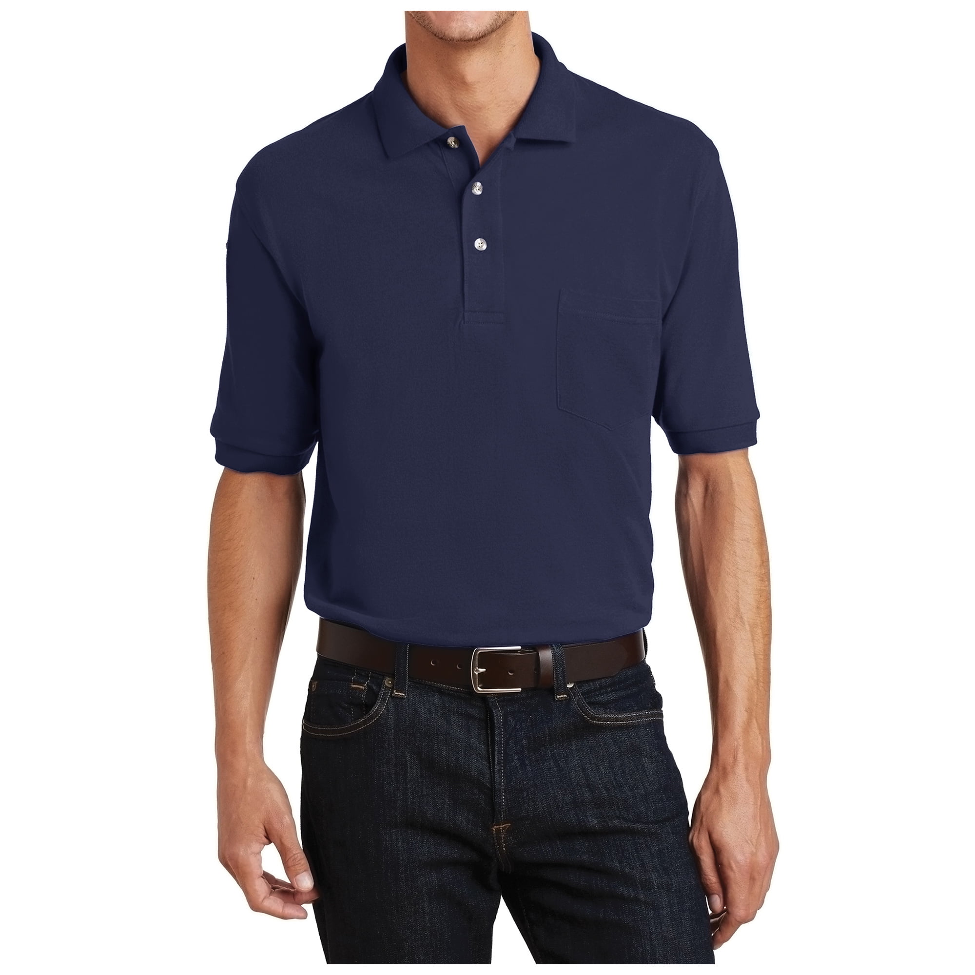 Yellow Rooster Mens Heavyweight Cotton Pique Polo with Pocket Navy 2XL ...