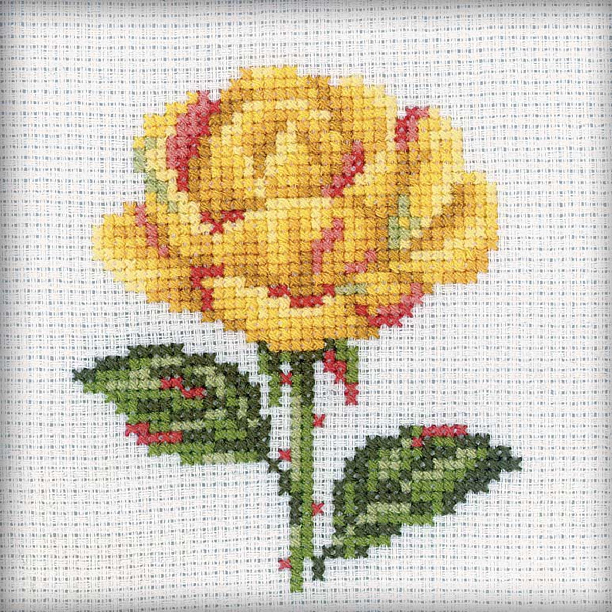 RTO Counted Cross Stitch Kit 4"X4"-Yellow Rose (14 Count) - Walmart.com