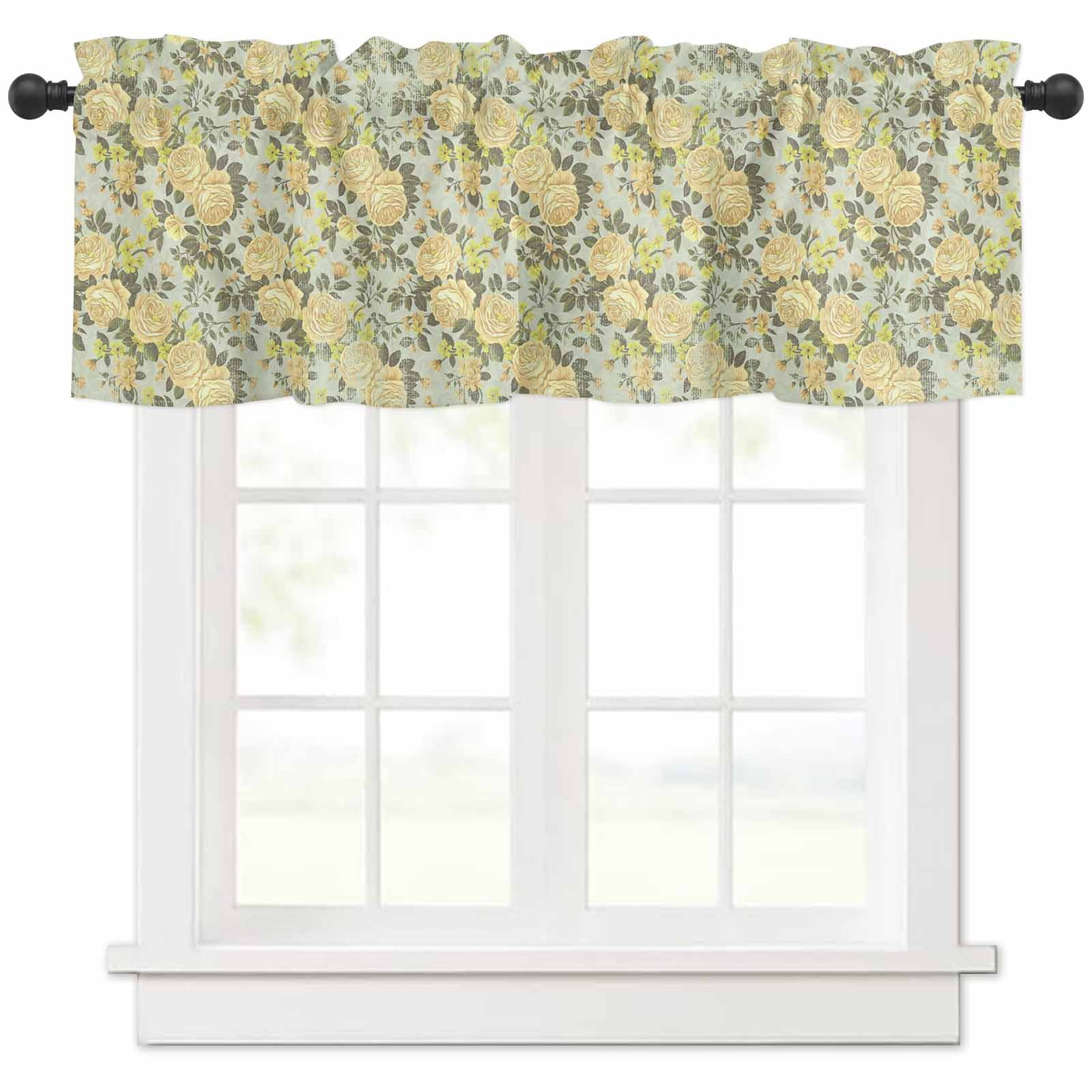 Yellow Rose Valances for Windows Farmhouse Kitchen Curtains Valances ...