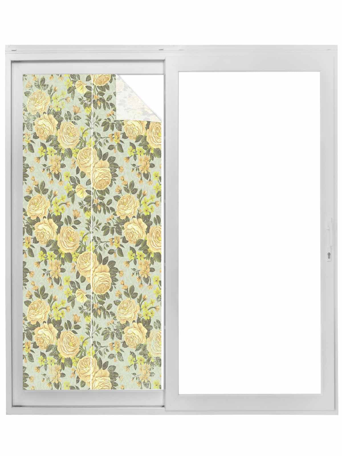 Yellow Rose Window Privacy Film Stained Glass Window Film Decorative ...