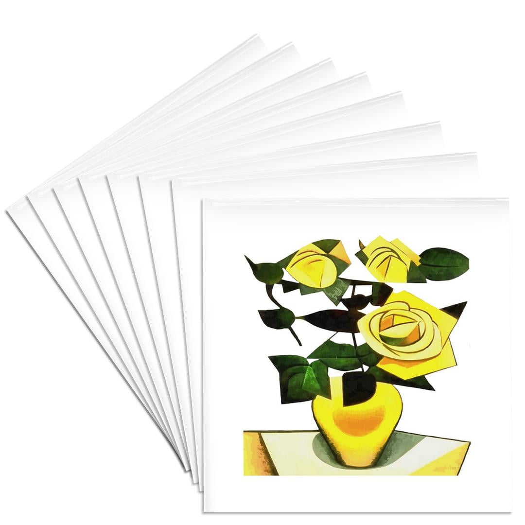 3drose, Yellow Roses Geometric Abstract Cut Out, Set of 8 Ceramic Tile ...