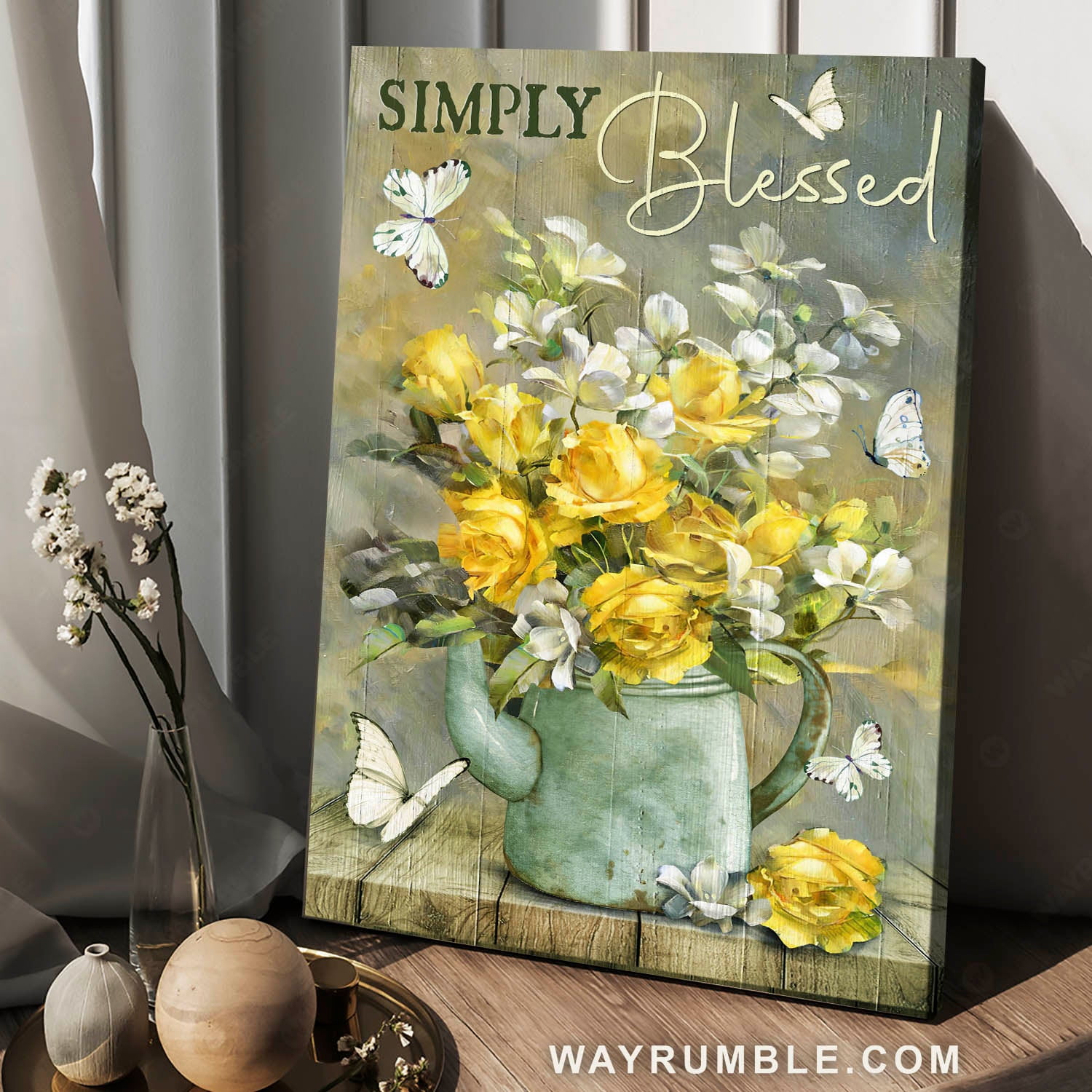Yellow Roses, White Jasmine, Water Pot, Simply Blessed - Jesus Portrait Poster Prints, Christian ...