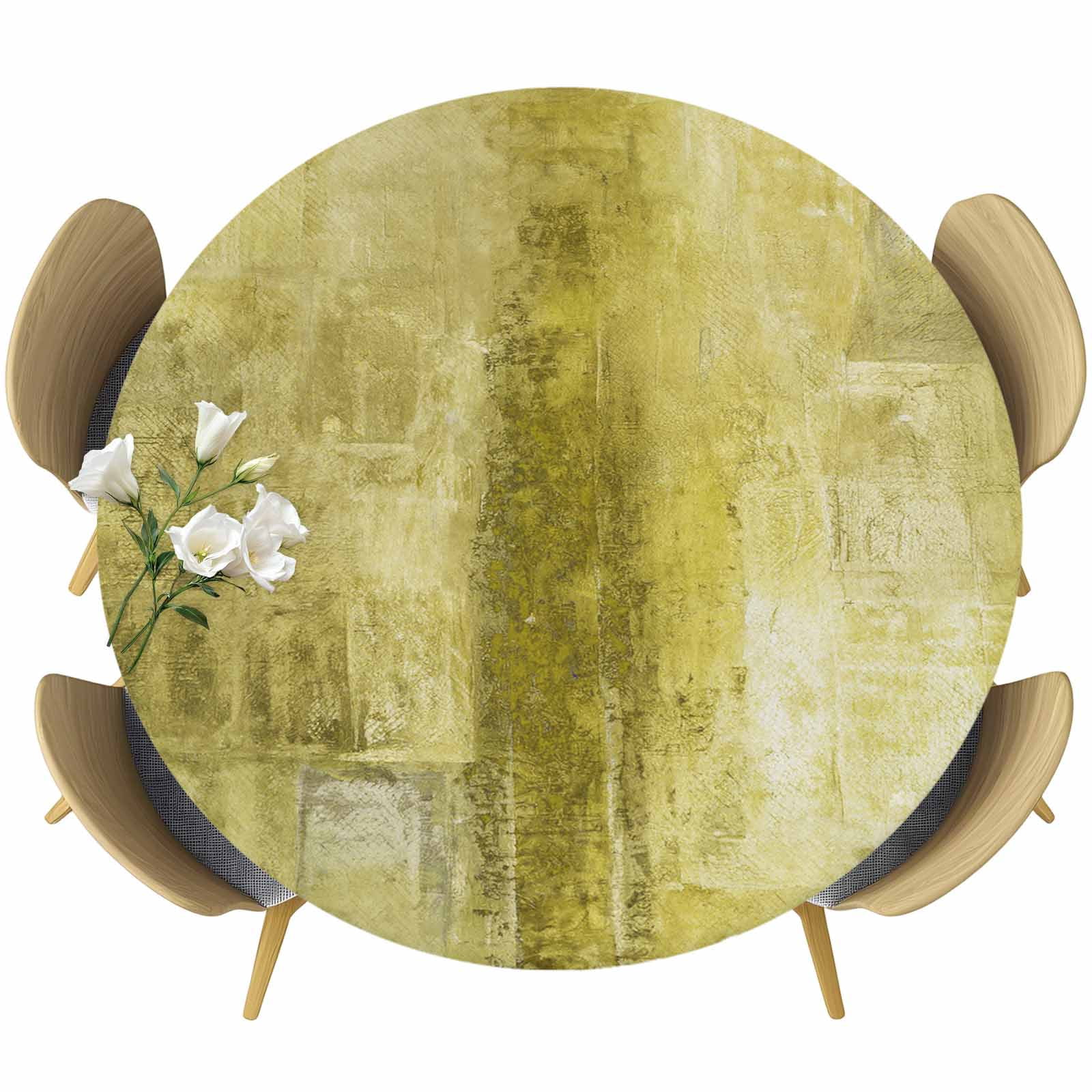 Yellow Round Tablecloth 45-54 Inch Round Fitted Table Cloth with ...