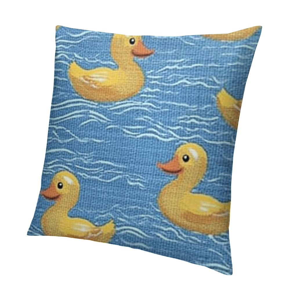 Yellow Rubber Duck Pillow Covers Throw Pillow Covers Decorative Square ...