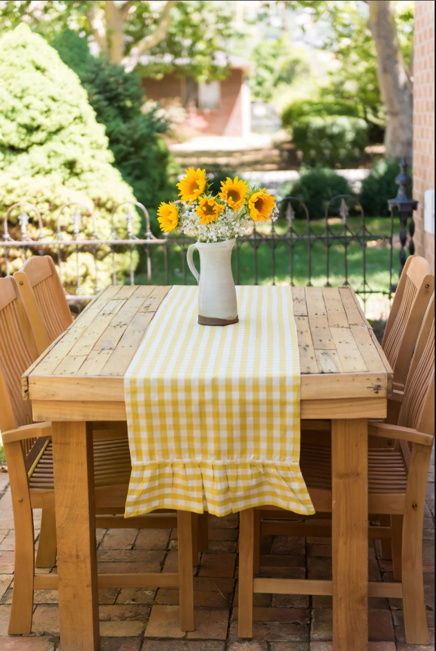 Yellow Ruffled Gingham Table Runner - Walmart.com
