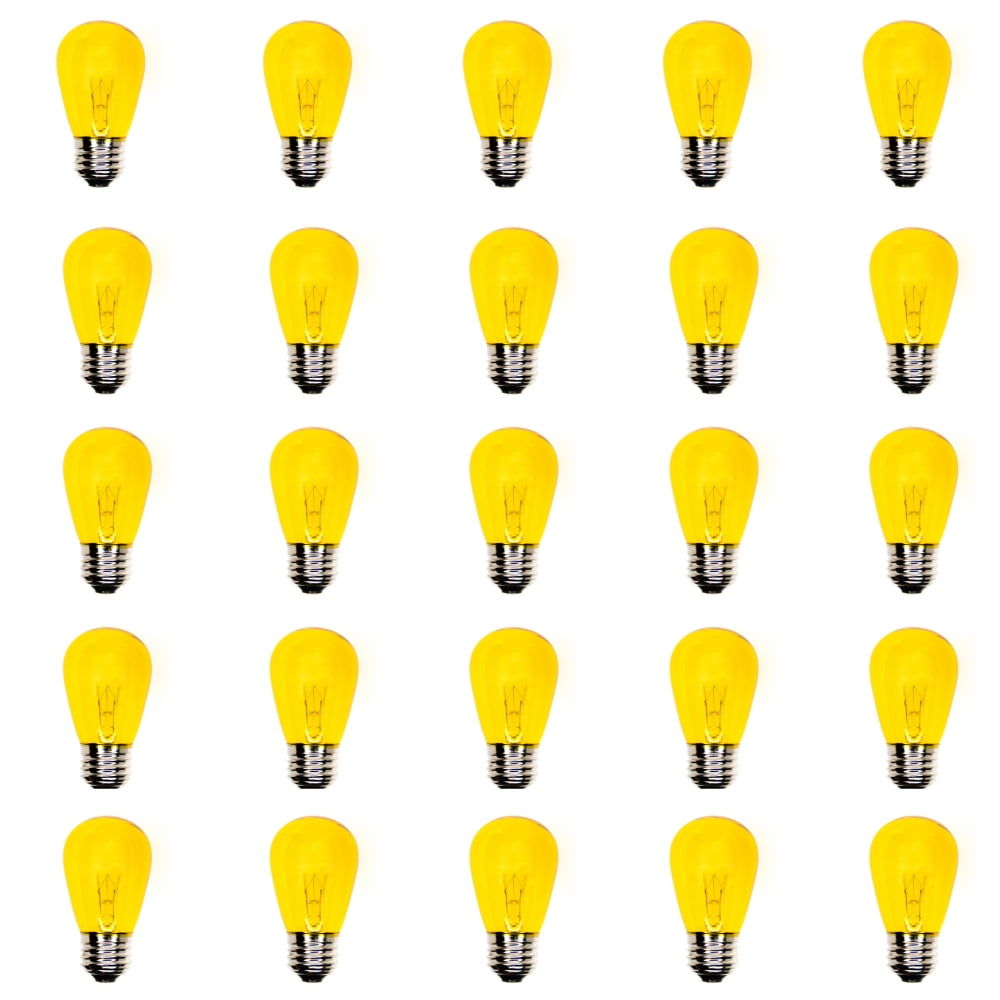 Yellow S14 Incandescent Bulbs - Box of 25 - Walmart.com