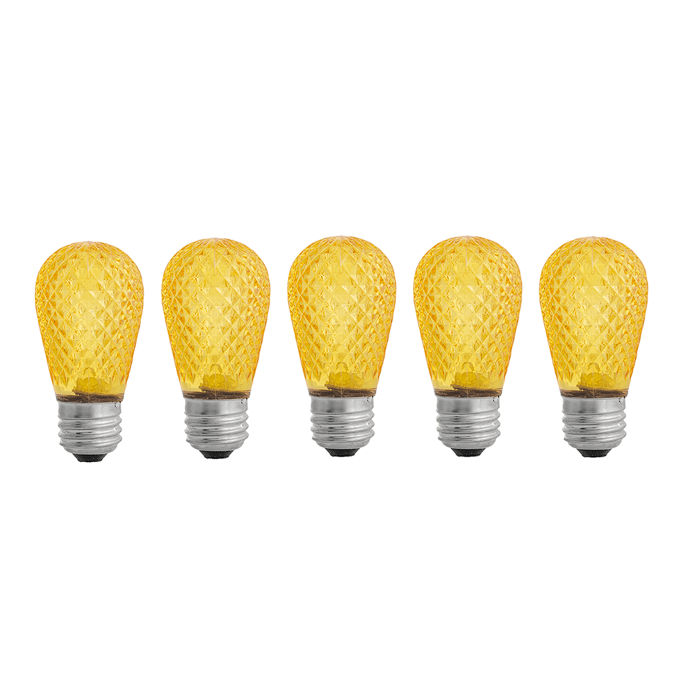 Yellow S14 LED faceted lens - Patio String Light Bulbs - Pack of 5 ...