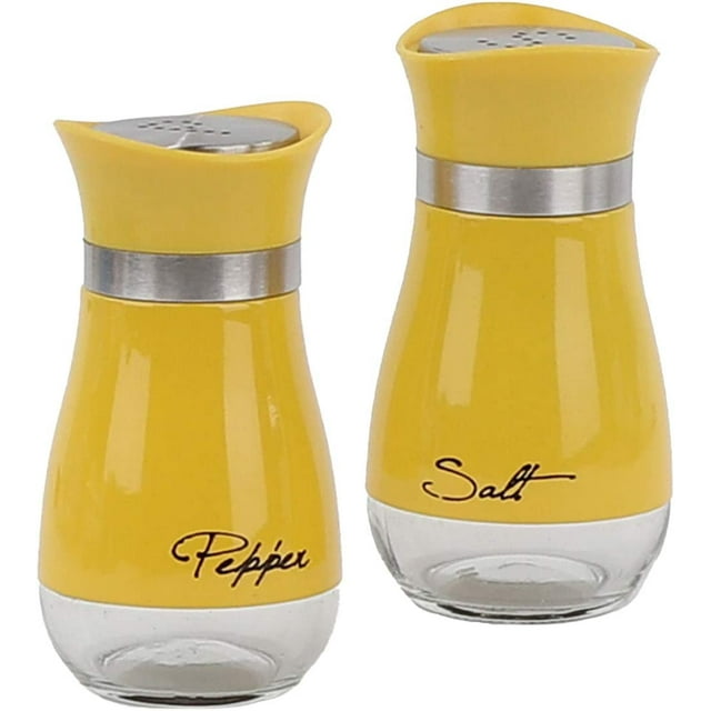 Servette Home Yellow Salt and Pepper Shaker Set, Refillable Glass ...