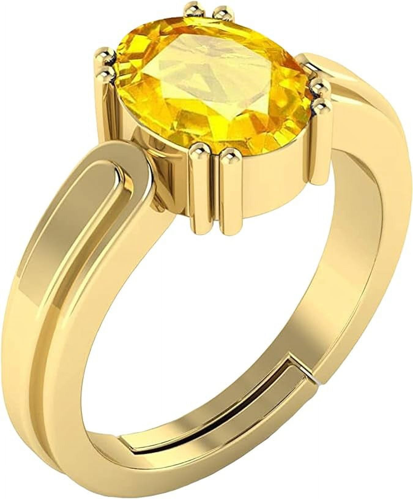 Yellow Sapphire Stone Ring 8.00 Carat Cllasic Ring For Men and Women ...