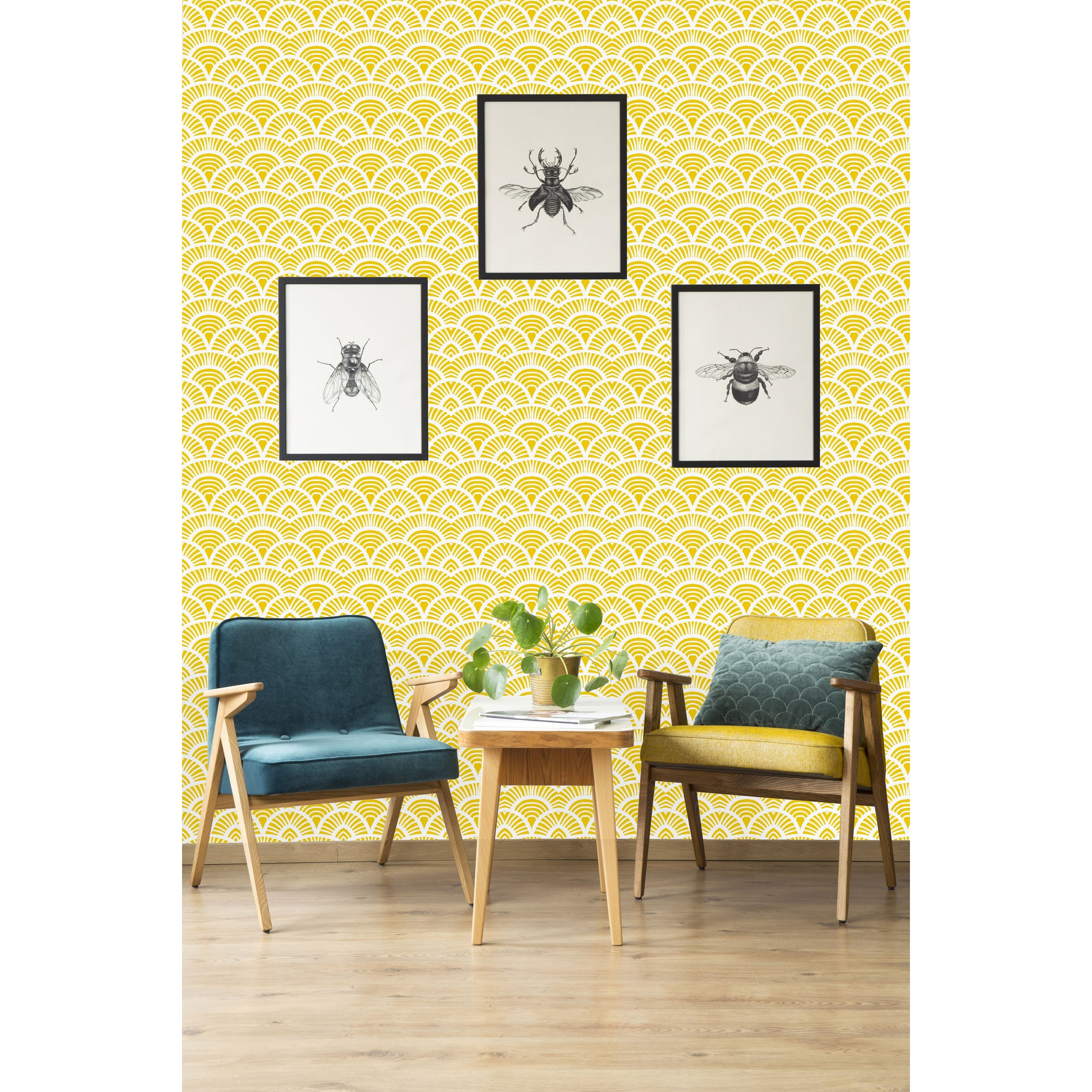 Yellow Scallops Peel and Stick Wallpaper 25"W x 125"H - Walmart.com