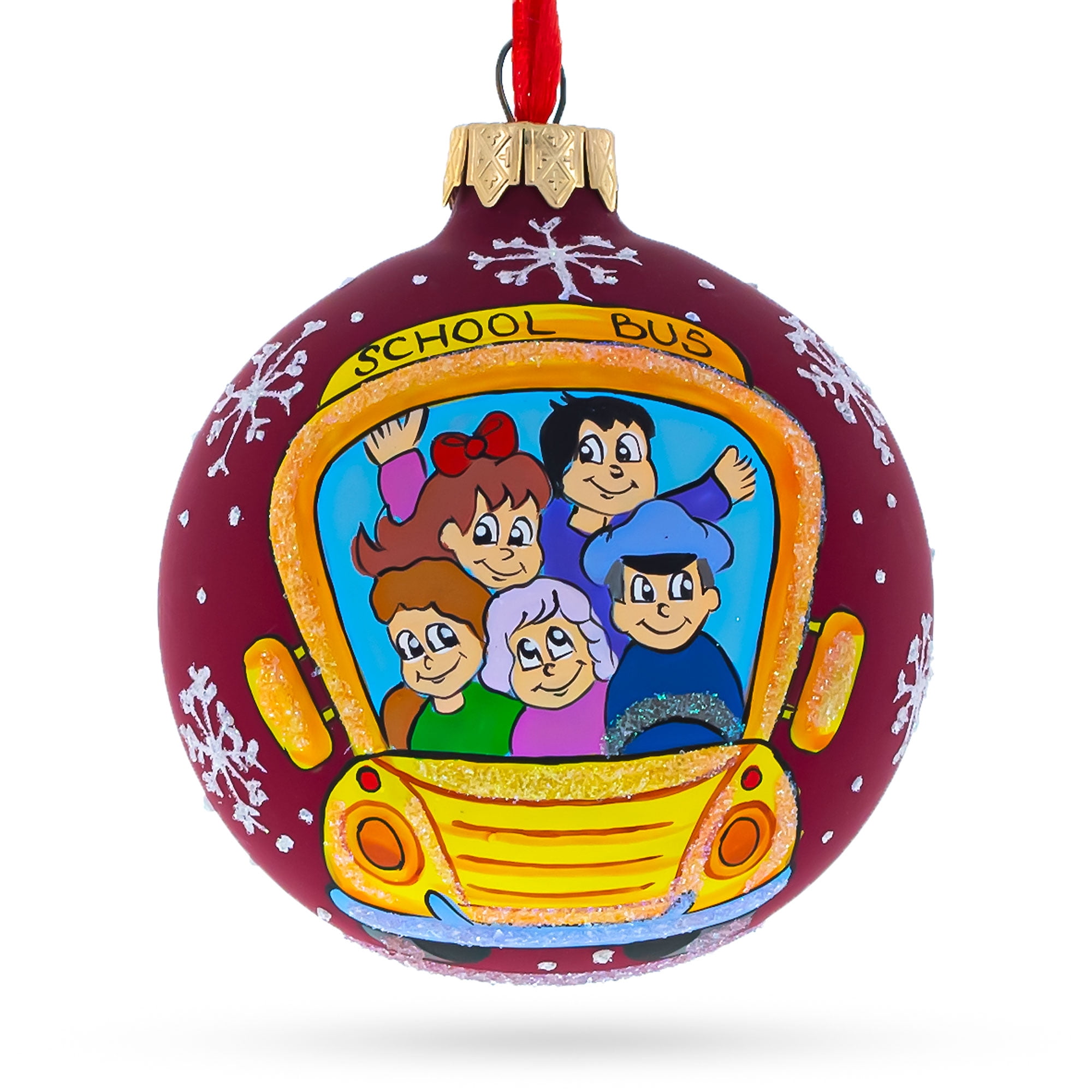 Yellow School Bus Glass Christmas Ornament 3.25 Inches - Walmart.com