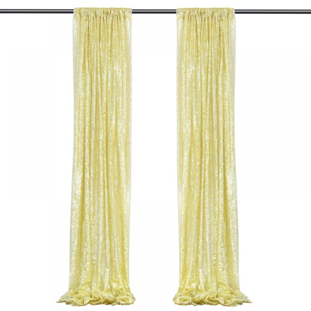 Yellow Sequin Backdrop Curtain Panels 1 Pieces 2FTx8FT Wedding Birthday ...