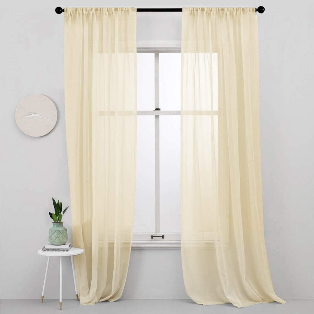 Yellow Sheer Curtains 108 Inch Length for Sliding Glass Door, Voile ...
