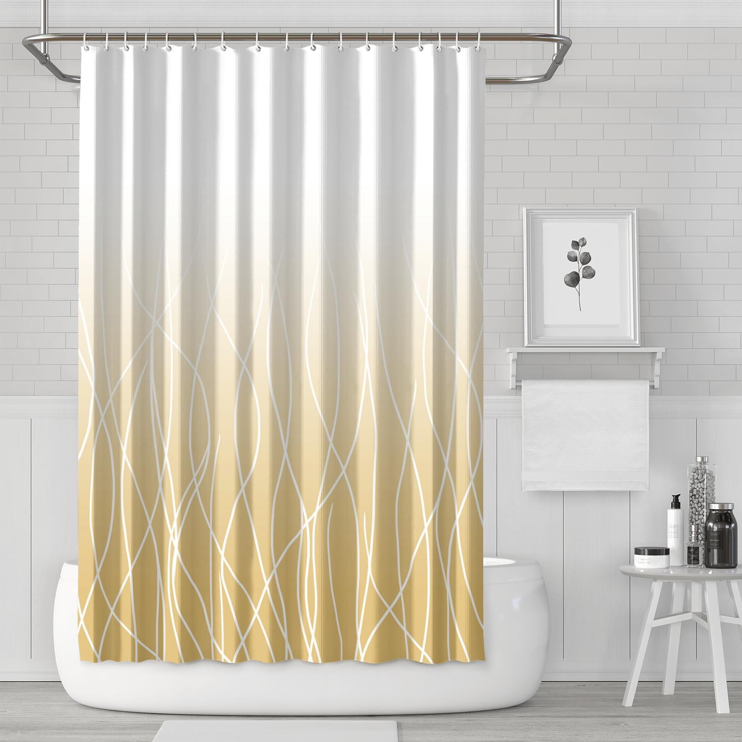 Yellow Shower Curtains for Bathroom Ombre Shower Curtain Simple Shower Curtain Set Water ...