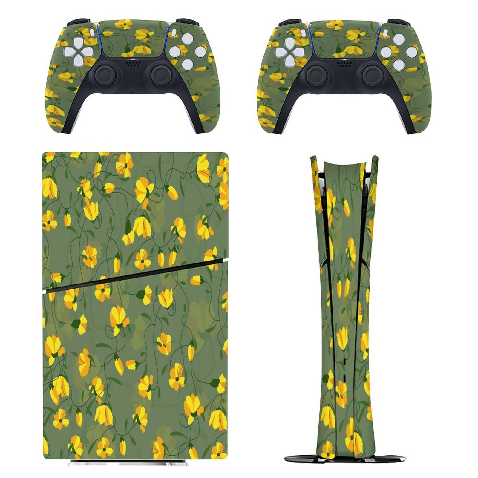 Yellow, Small Flowers, Green, Spring And Summer PS5/PS5 Slim Digital ...