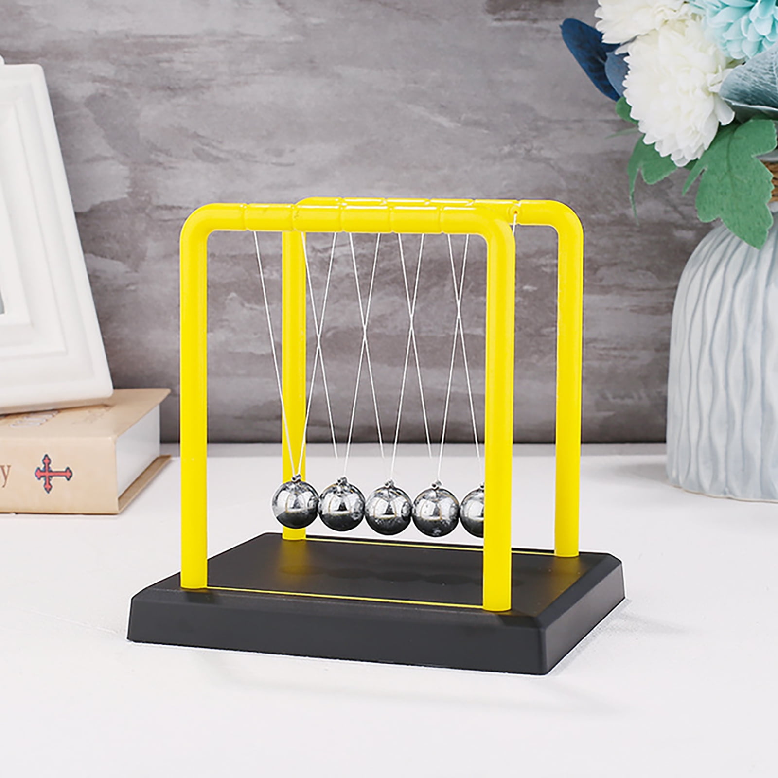 Yellow Small Newton Cradle Balance Ball Newton Cradle Pendulum Ball for ...