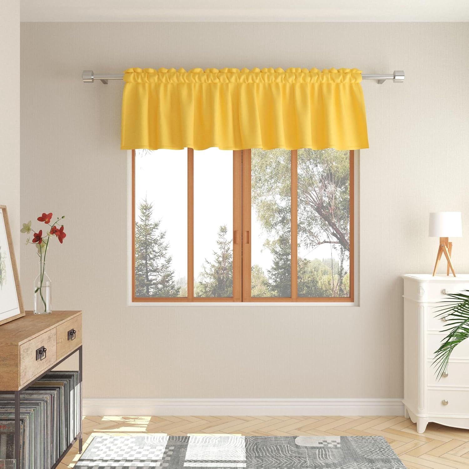 Yellow Small Tiers Kitchen Short Small Mini Window Curtains Valance 12 ...