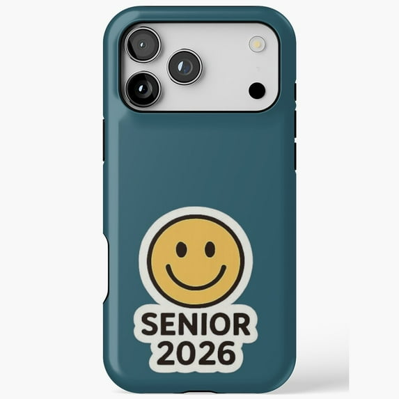 Yellow Smile Face Senior 2026 Fun Design iPhone Case 11 to 17 Pro Max ...