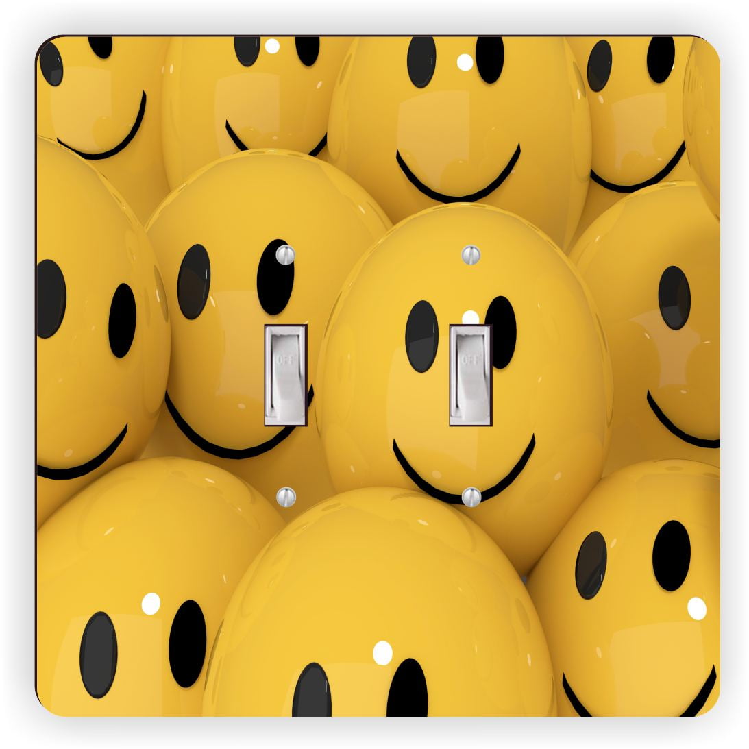 Yellow Smiley Face Balls - Light Switch Plate Covers -Double Toggle ...