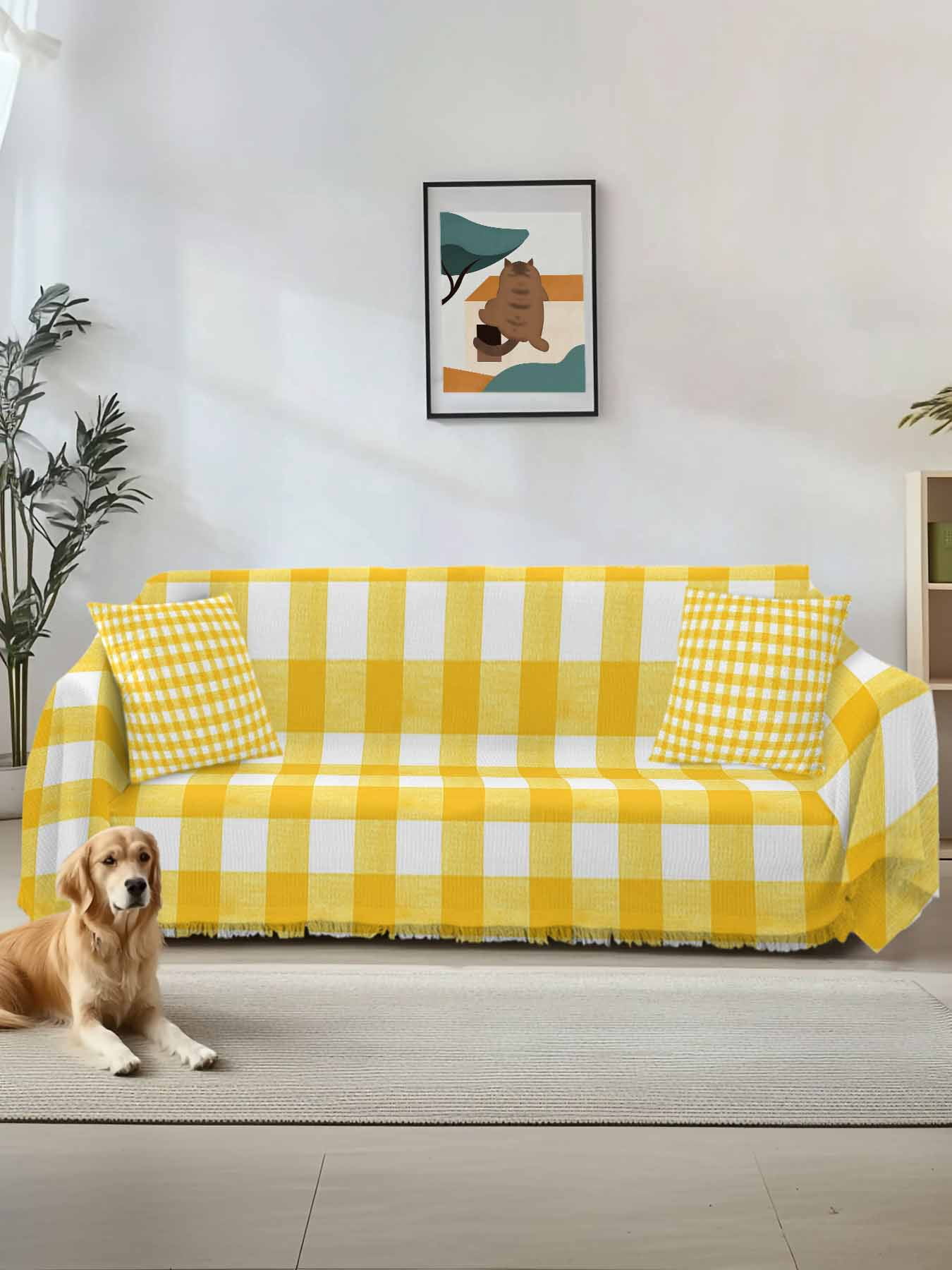 Yellow Sofa Covers for 2-3 Cushion Couch L-Shaped Sectional, Country ...