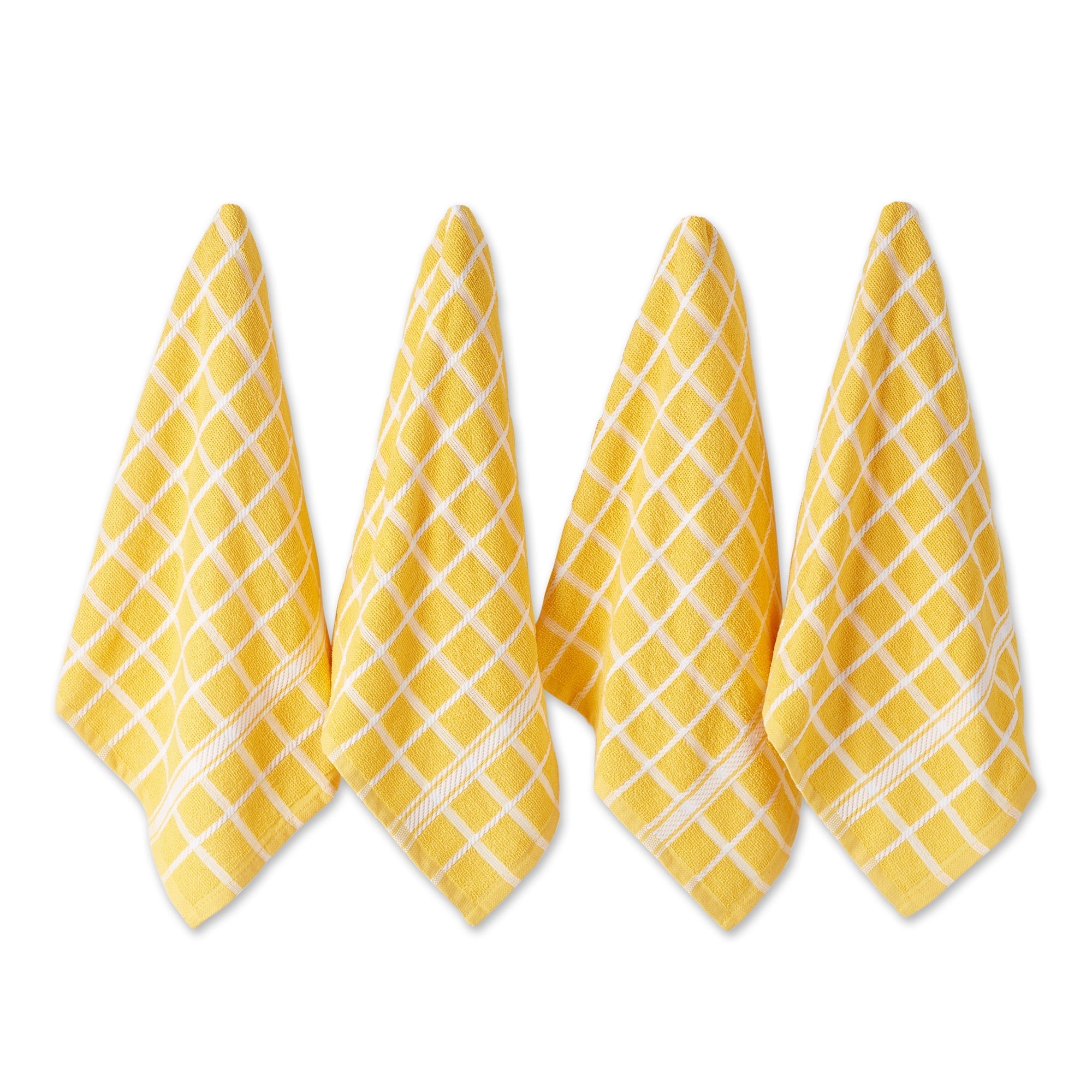 Yellow Solid Windowpane Terry Dishtowel 4 Piece - Walmart.com