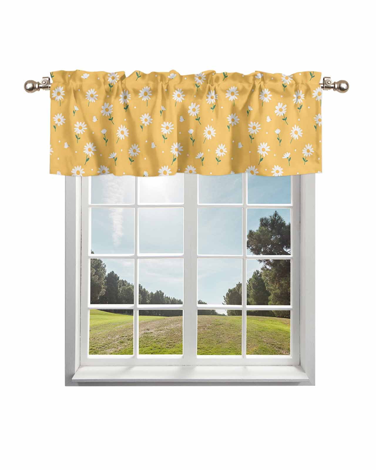 Yellow Spring Floral Curtain Valance for Windows/Living Room/Kitchen ...