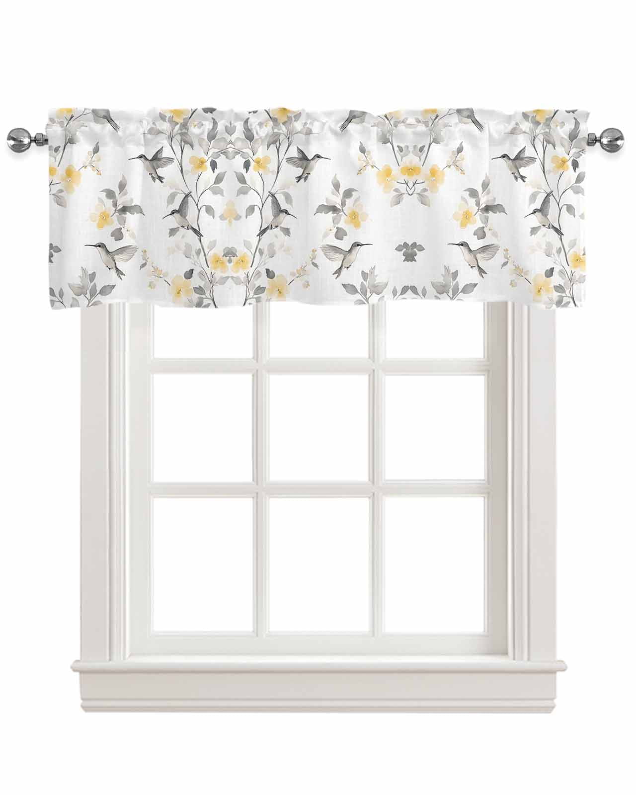 Yellow Spring Floral Kitchen Valances for Windows Farmhouse Linen ...