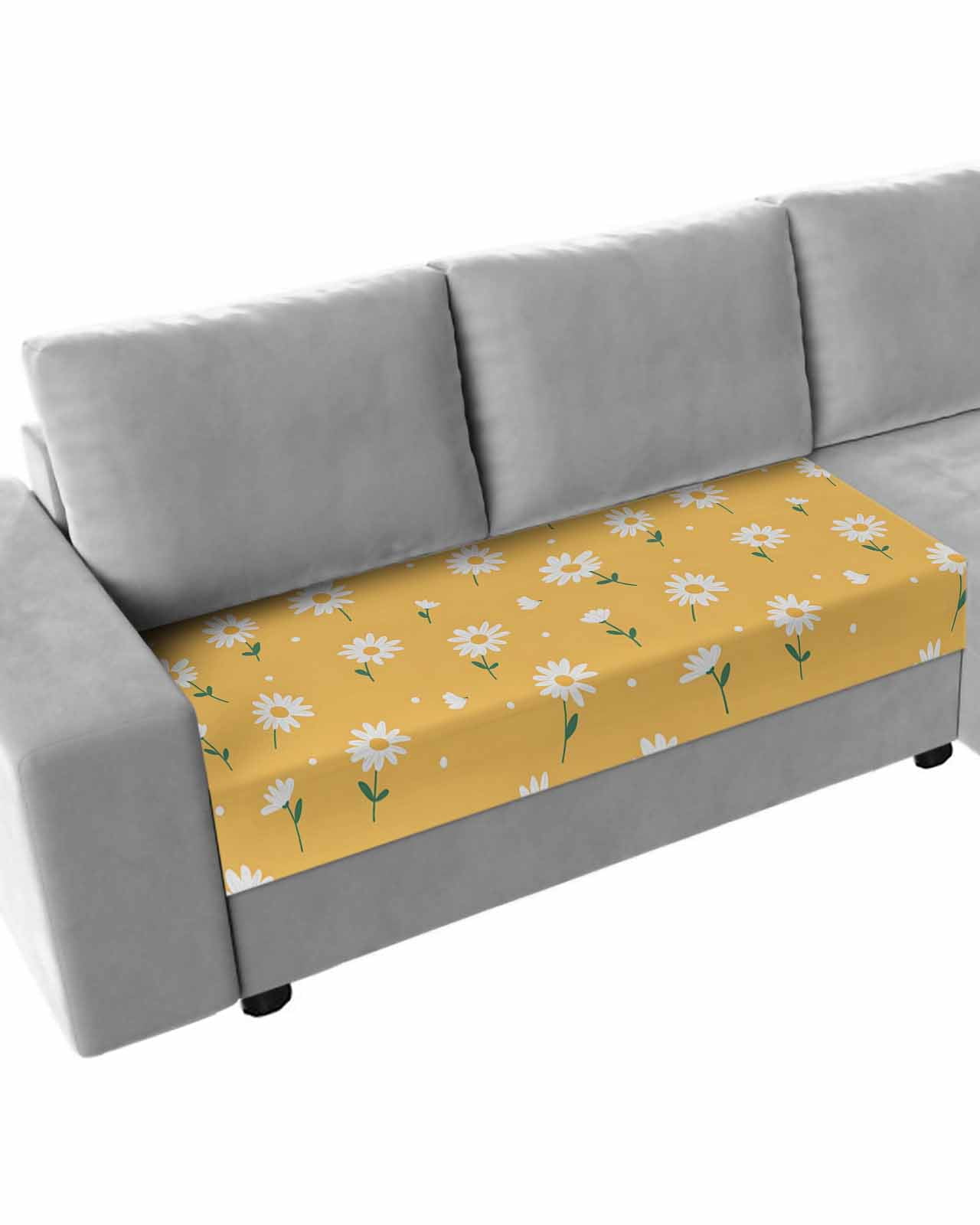 Yellow Spring Floral Sofa Couch Cushion Covers Washable, Removable ...