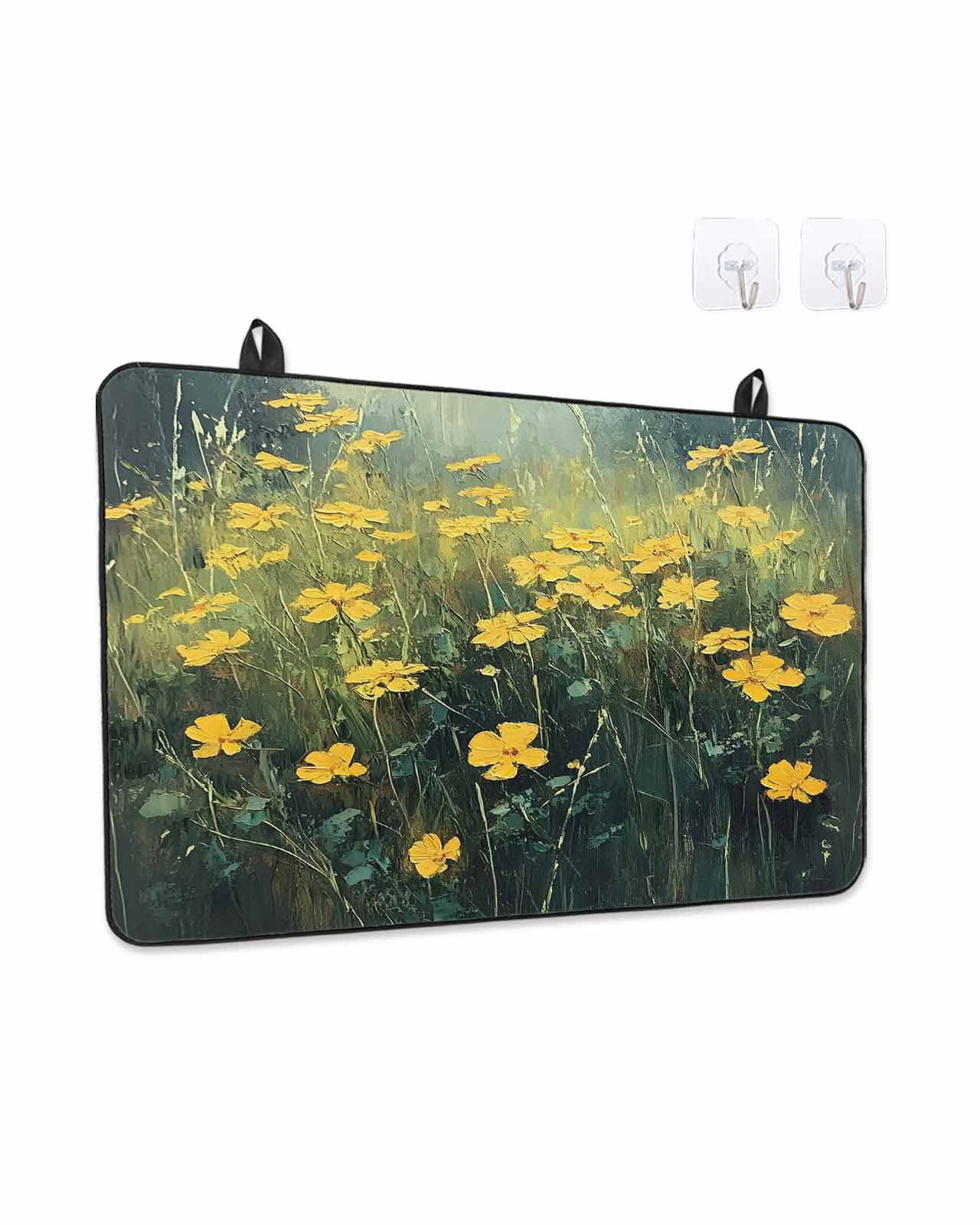 Yellow Spring Floral Stove Top Covers for Electric Stove, Kitchen Glass ...