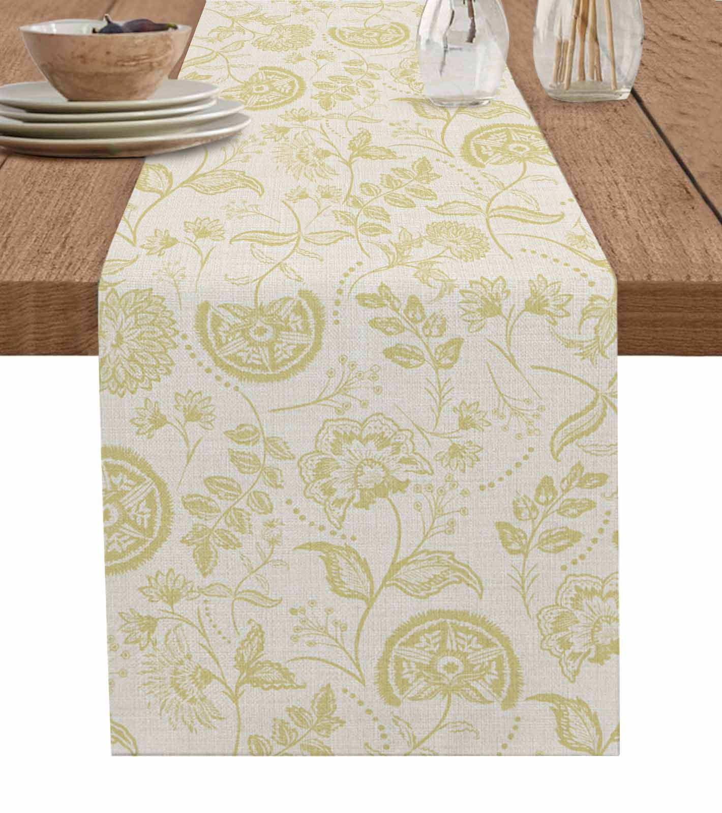 Yellow Spring Floral Table Runner 72 Inches, Summer Botanical Farmhouse ...