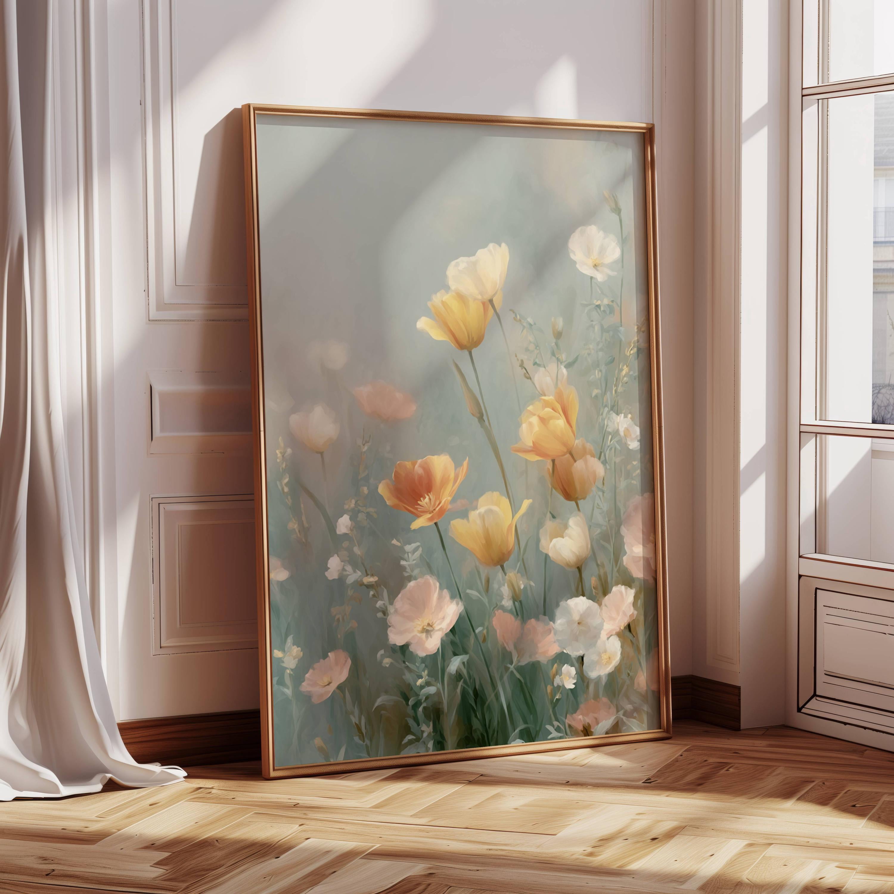 Yellow Spring Wildflowers, Vintage Sprint Print, Wildflower Meadow ...
