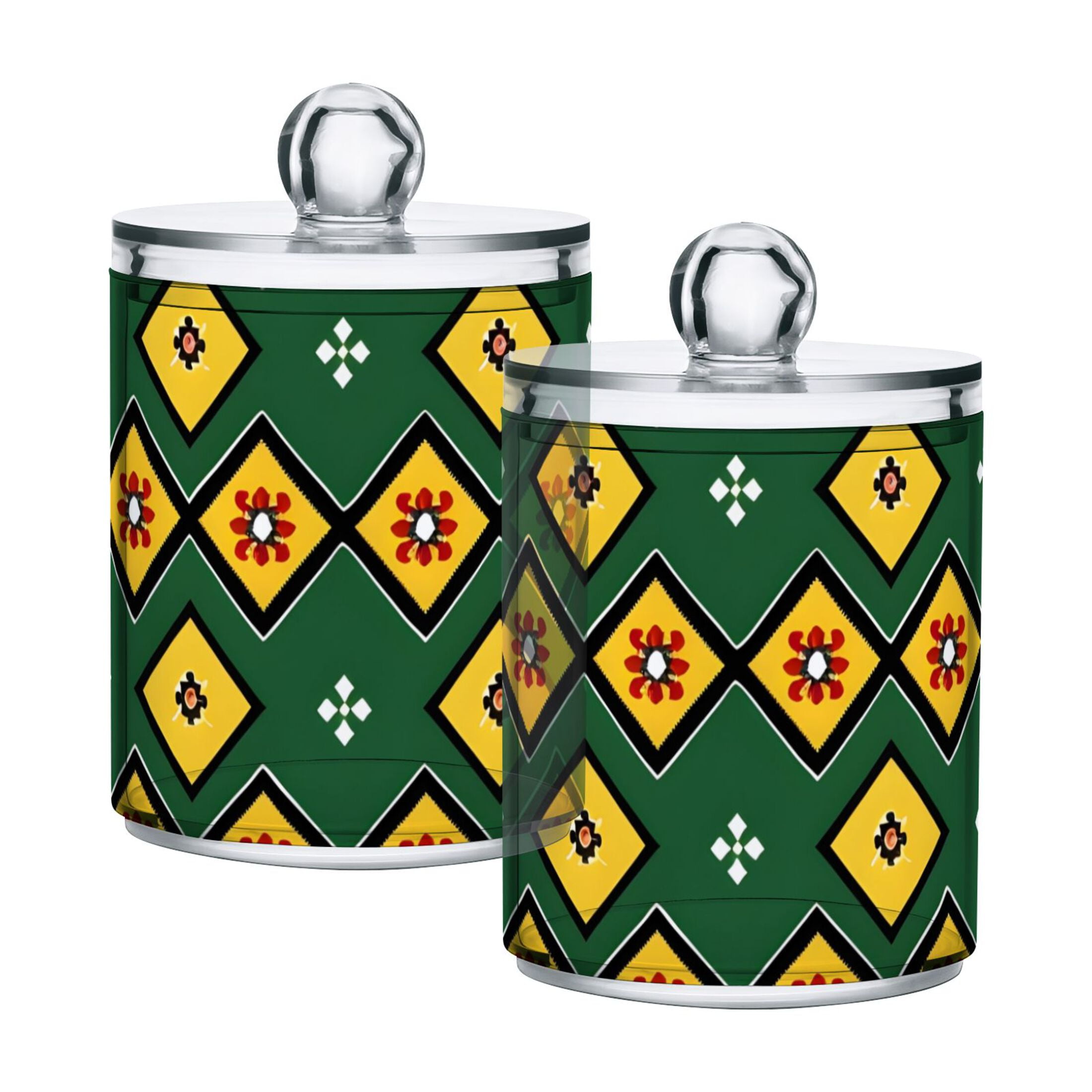 Yellow Square with Flowers Translucent Plastic Cans Storage Canisters ...