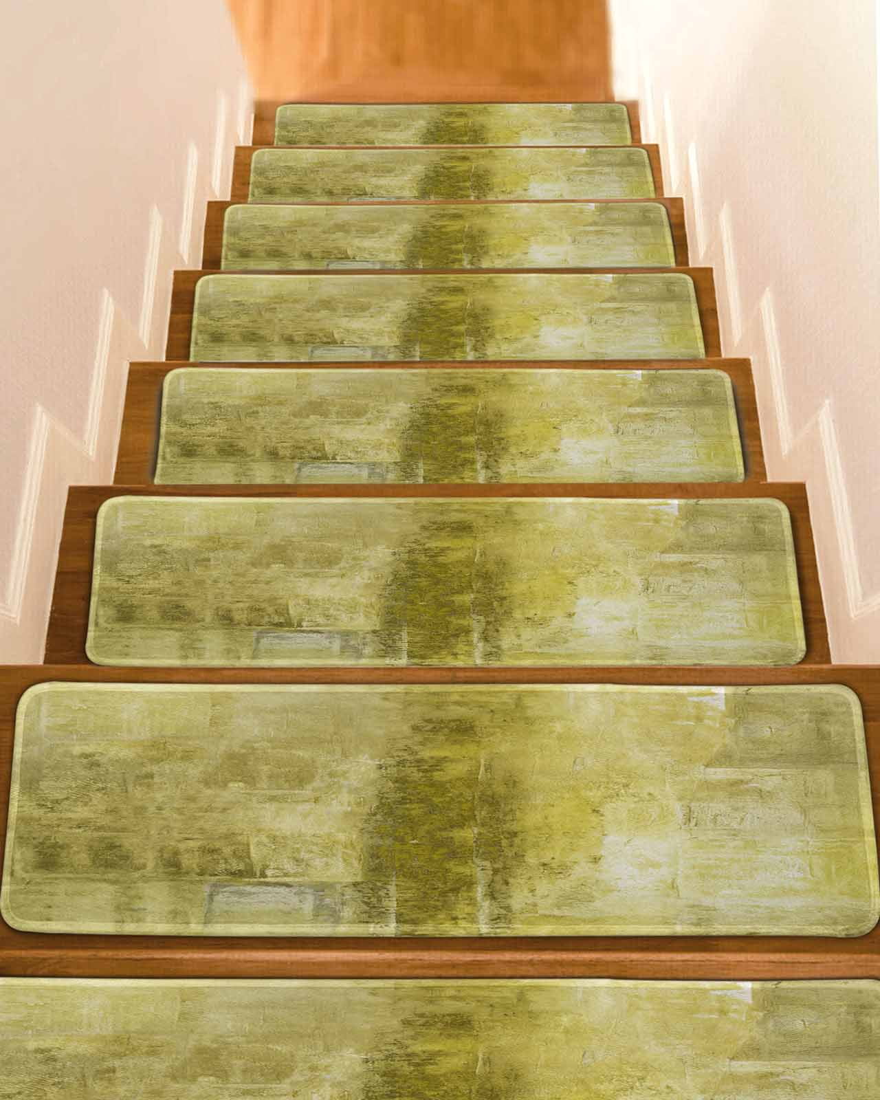 Yellow Stair Treads for Wooden Steps Indoor Runner Rug Carpet, Retro ...