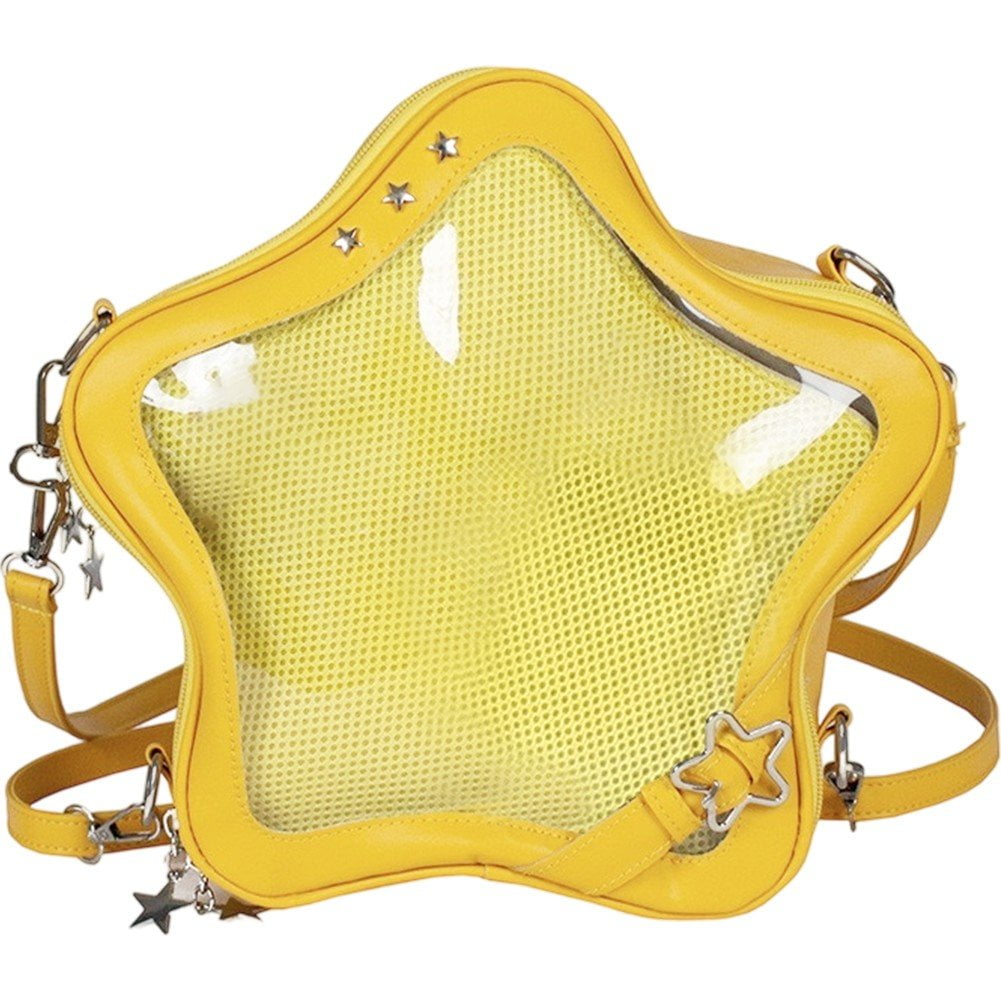 Yellow Star Backpack PU Leather Shoulder Bag Star Shape Tote Bag, Cute ...