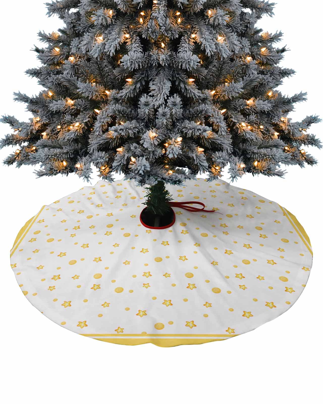 Yellow Star Christmas Tree Skirt 36 Inches Large Christmas Skirt Tree ...