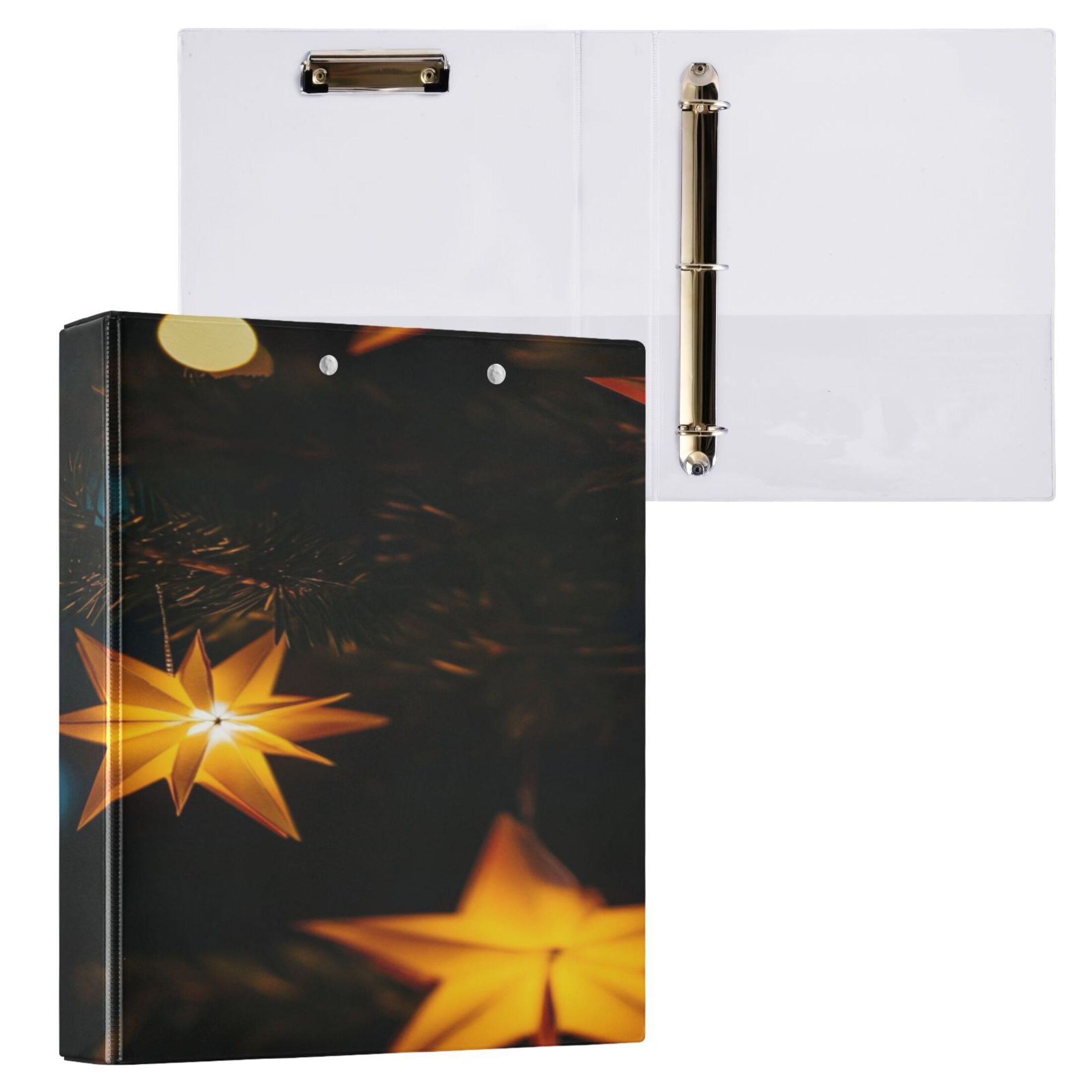 Yellow Star-shaped Decoration3 Ring Hardcover Binders 1.5in Round Rings ...