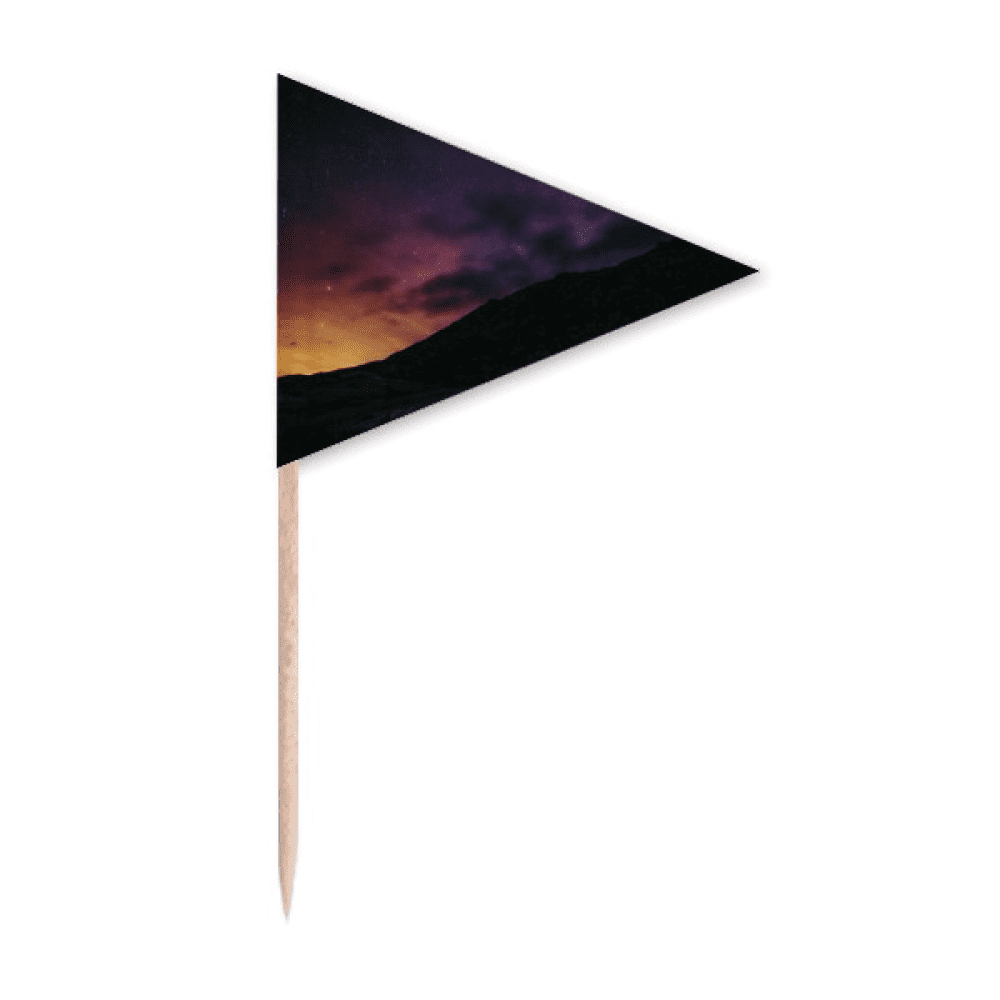 Yellow Stars Night Sky Art Deco Fashion Toothpick Triangle Cupcake ...