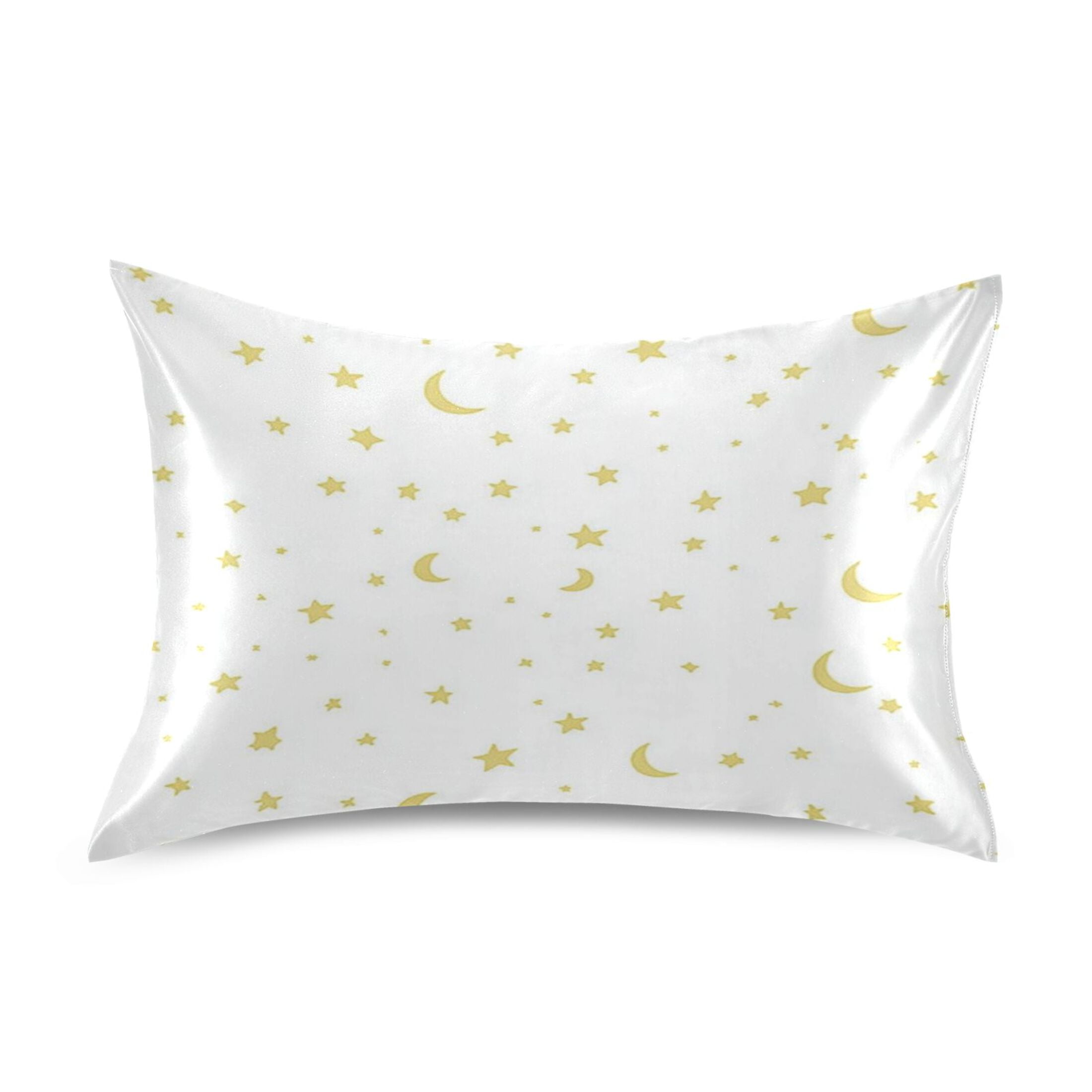 Yellow Stars and Moons Queen Size Pillowcase Silky Smooth Finish Anti ...