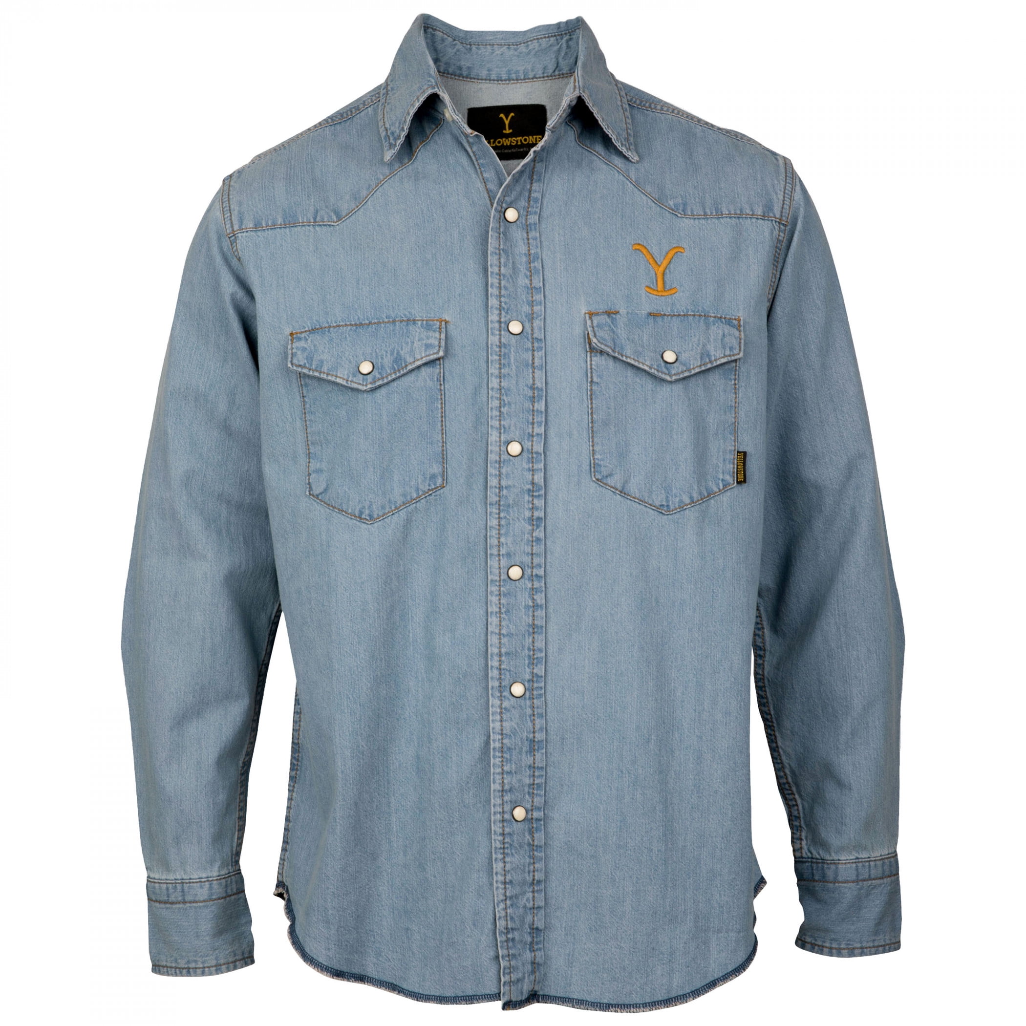 Yellow Stone Dutton Ranch Logo Light Wash Denim Shirt-2XLarge - Walmart.com