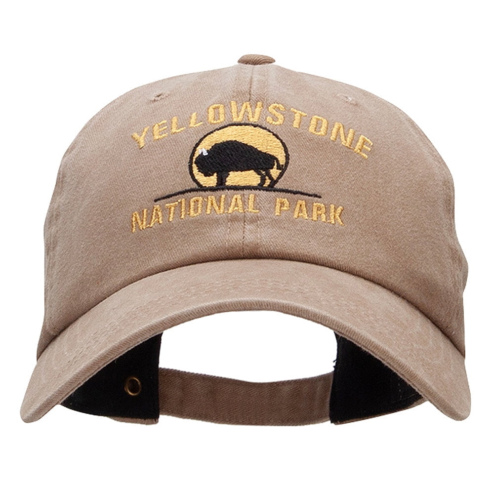 Yellow Stone Embroidered Unstructured Pigment Dyed Cotton Cap - Khaki ...