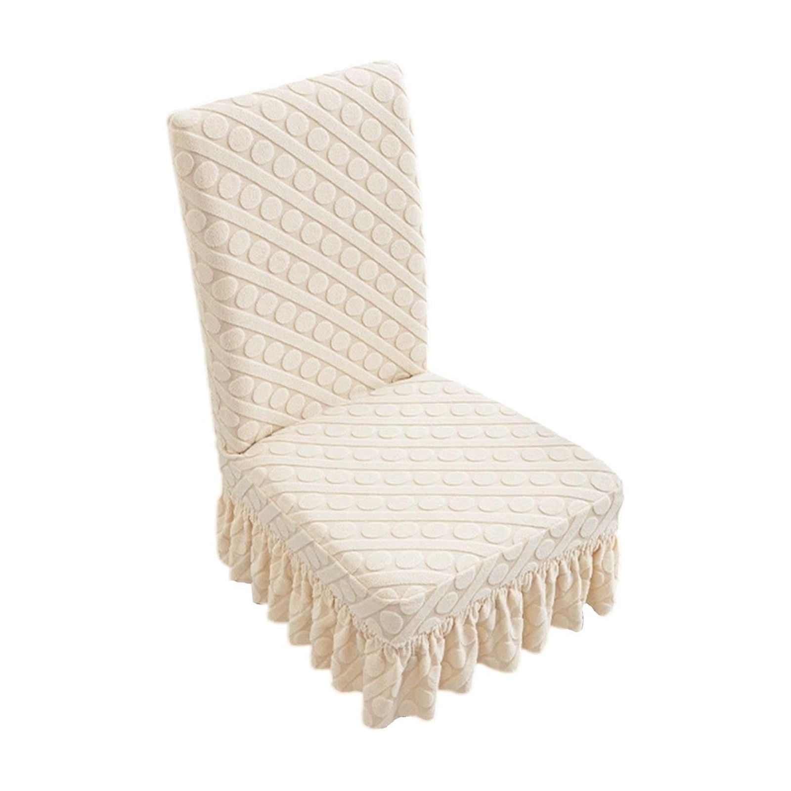 Yellow Stretch Skirt Chair Cover With Slanted Circles Jacquard Pattern ...