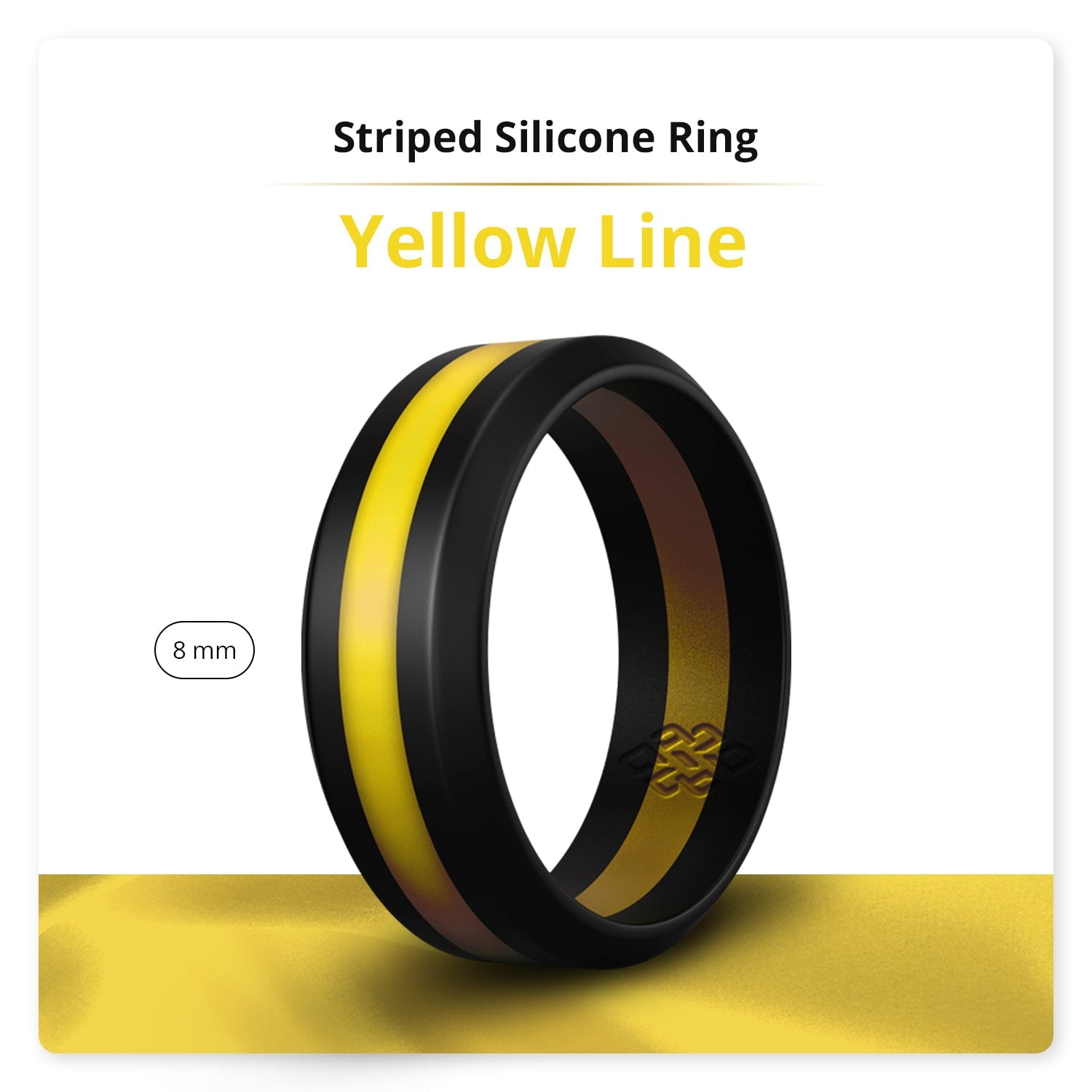 Yellow Stripe Silicone Ring For Men and Women 8mm Bandwidth - Walmart.com