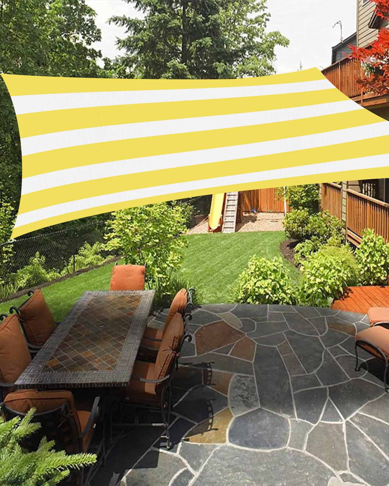 Yellow Striped Sun Sail Shades Rectangle Canopy,Sunlight Block Heavy ...