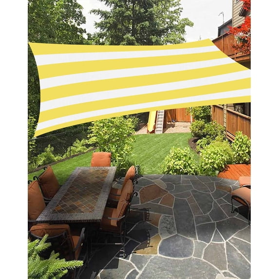 Yellow Striped Sun Sail Shades Rectangle Canopy,Sunlight Block Heavy ...