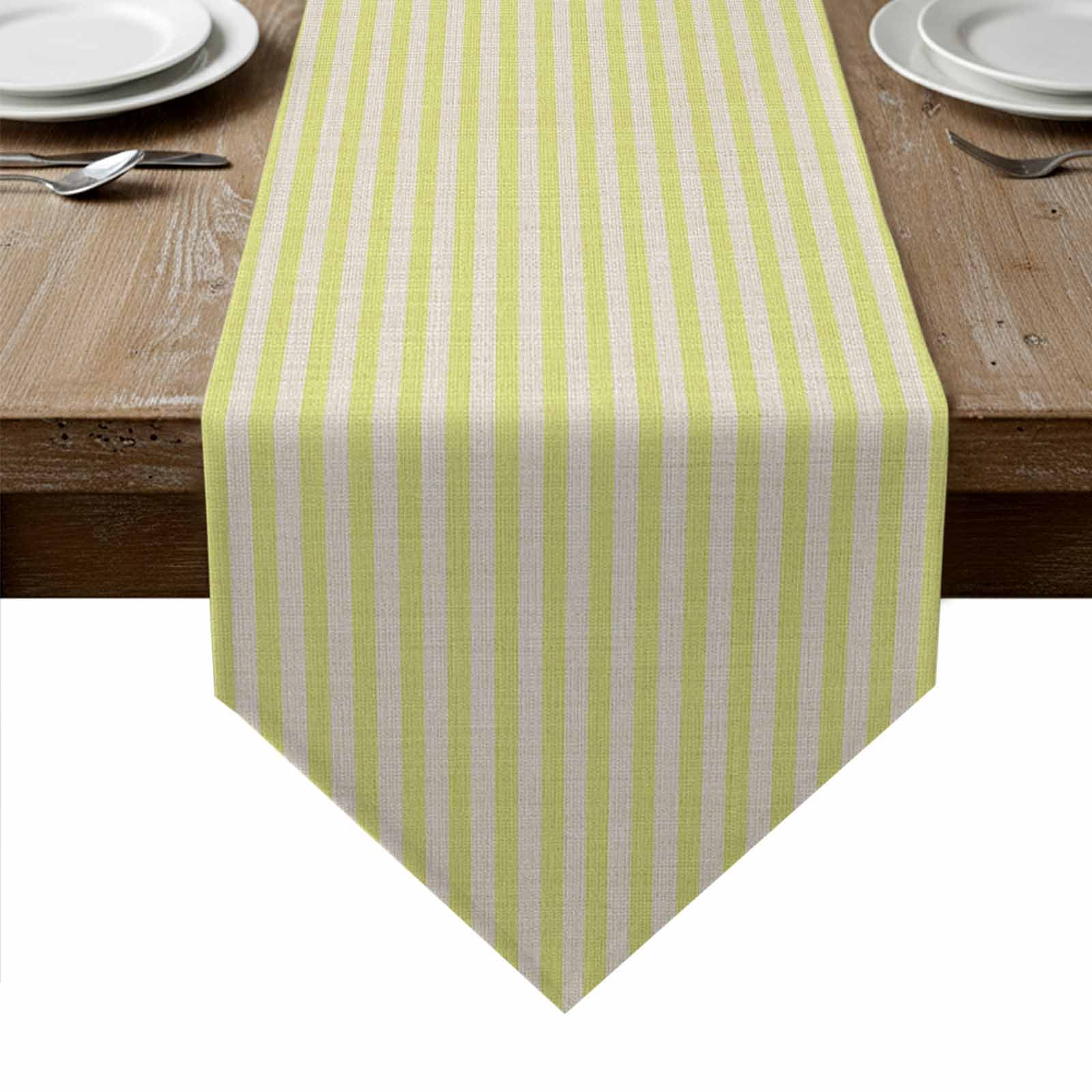 Yellow Striped Table Runner Linen Burlap Table Runner 70 Inches Long ...